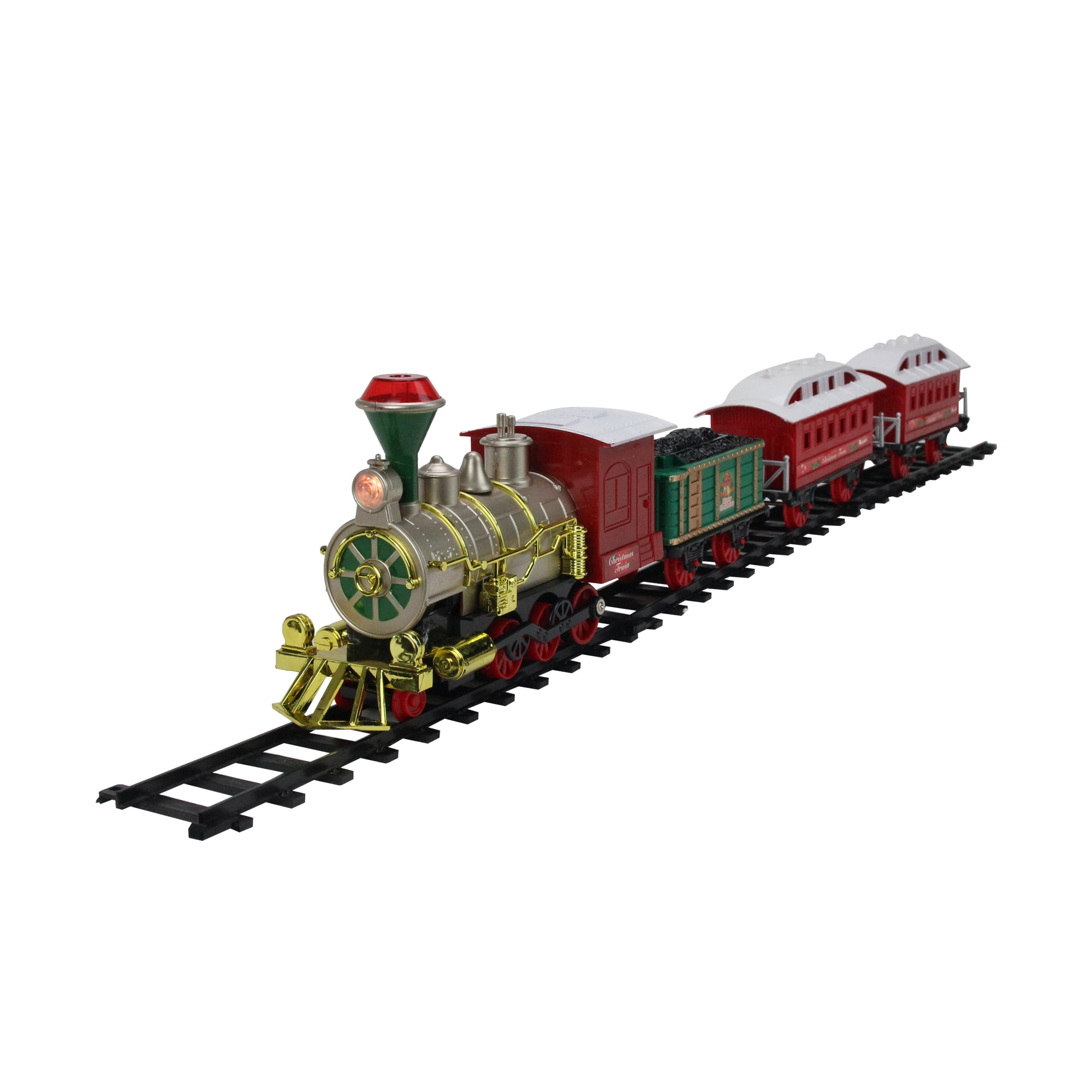 14-Piece Red and Green Lighted The Christmas Gift Train Set with Sound ...