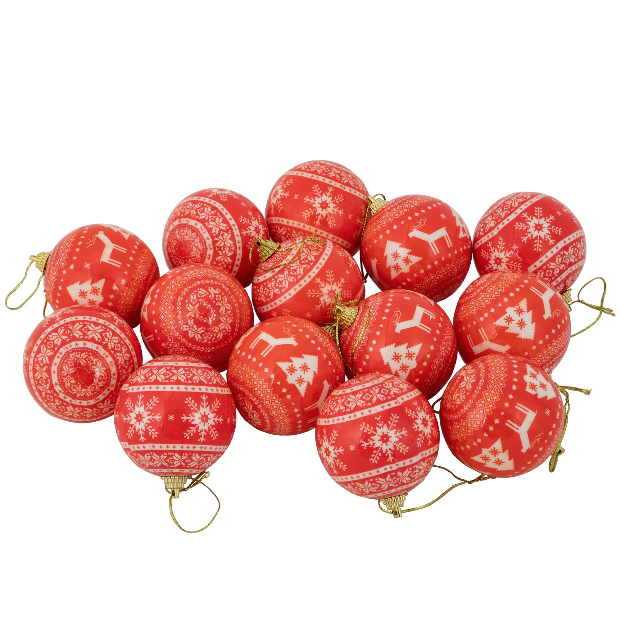 Northlight Nordic Decoupage Christmas Ball Ornaments - 2.25" (60mm ...