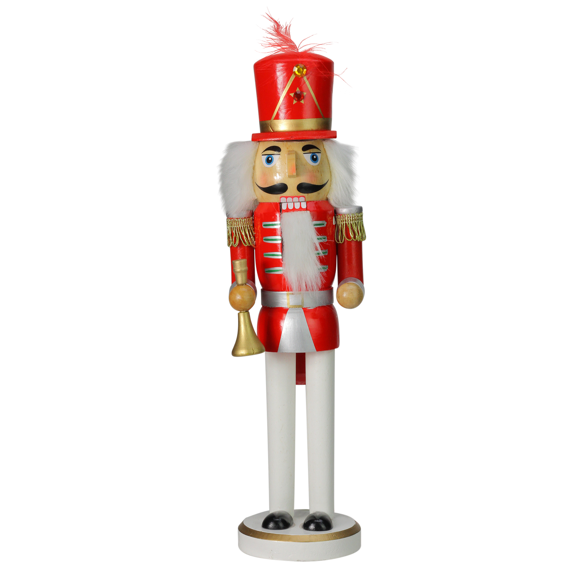 Northlight 14" Red and White Wooden Christmas Nutcracker with Horn ...