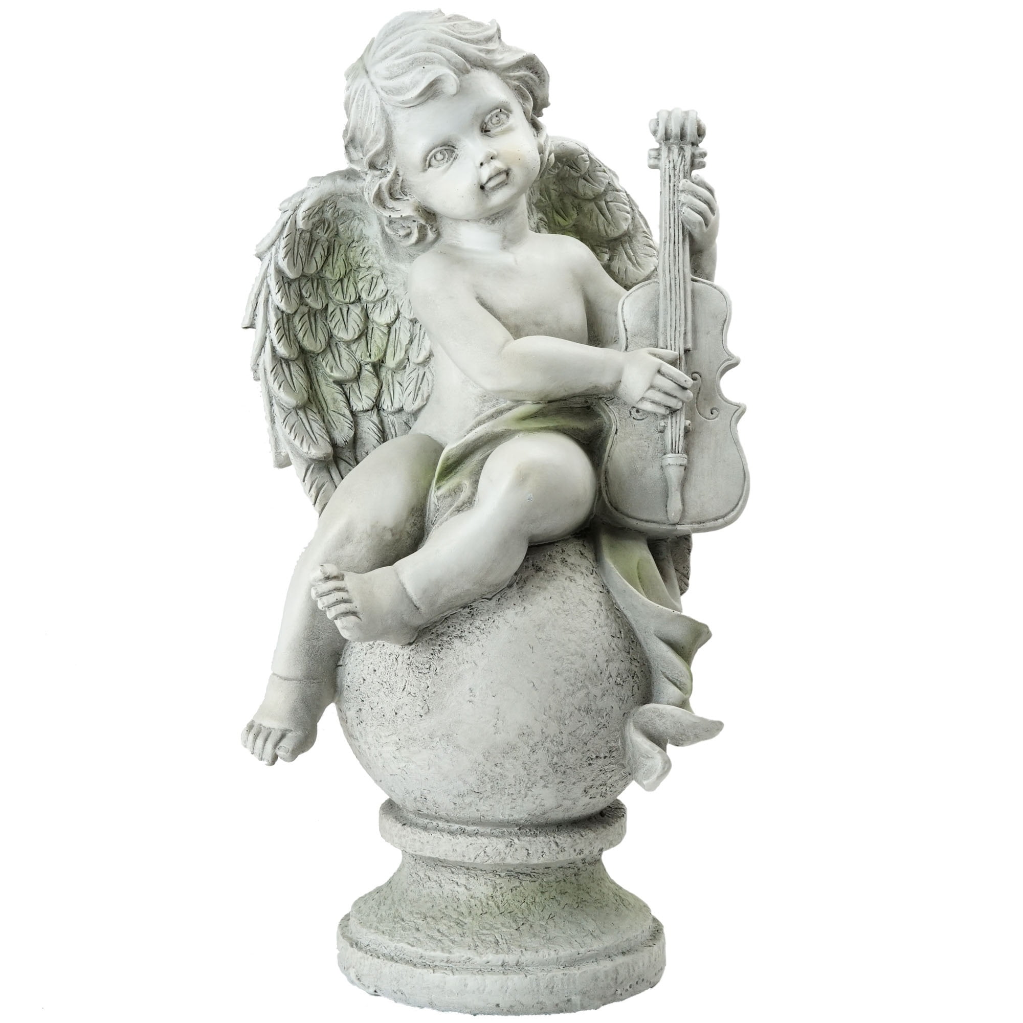 Northlight 15.25" Sitting Cherub Angel Playing Instrument Outdoor Patio ...
