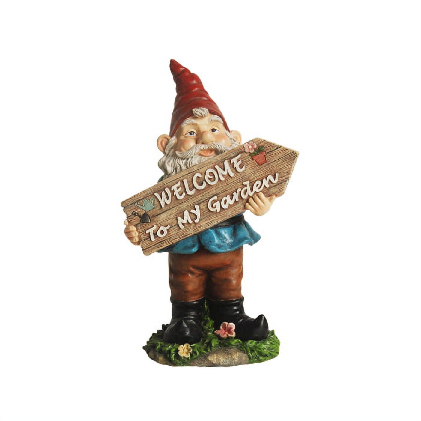 Northlight 15" Bobble Gnome Holding "Welcome To My Garden" Sign Outdoor ...
