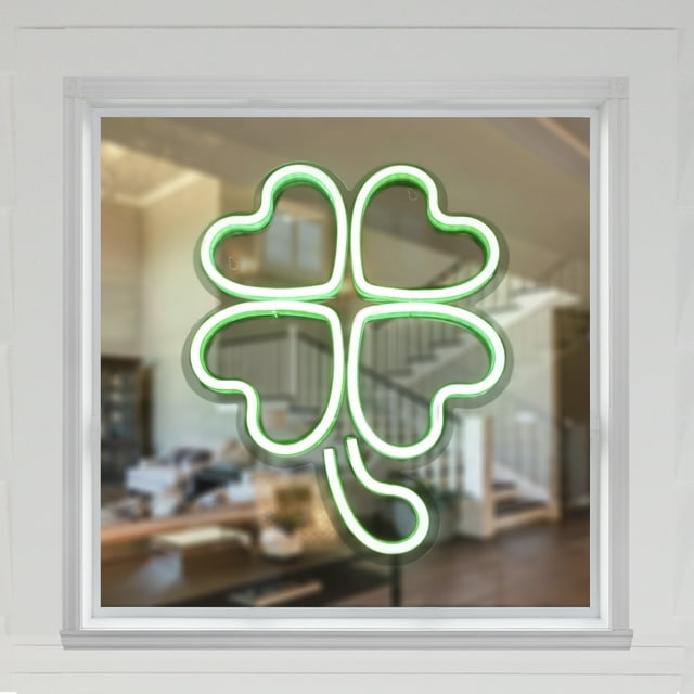 Northlight LED St. Patrick's Day Shamrock Neon Lighted Wall or Window ...