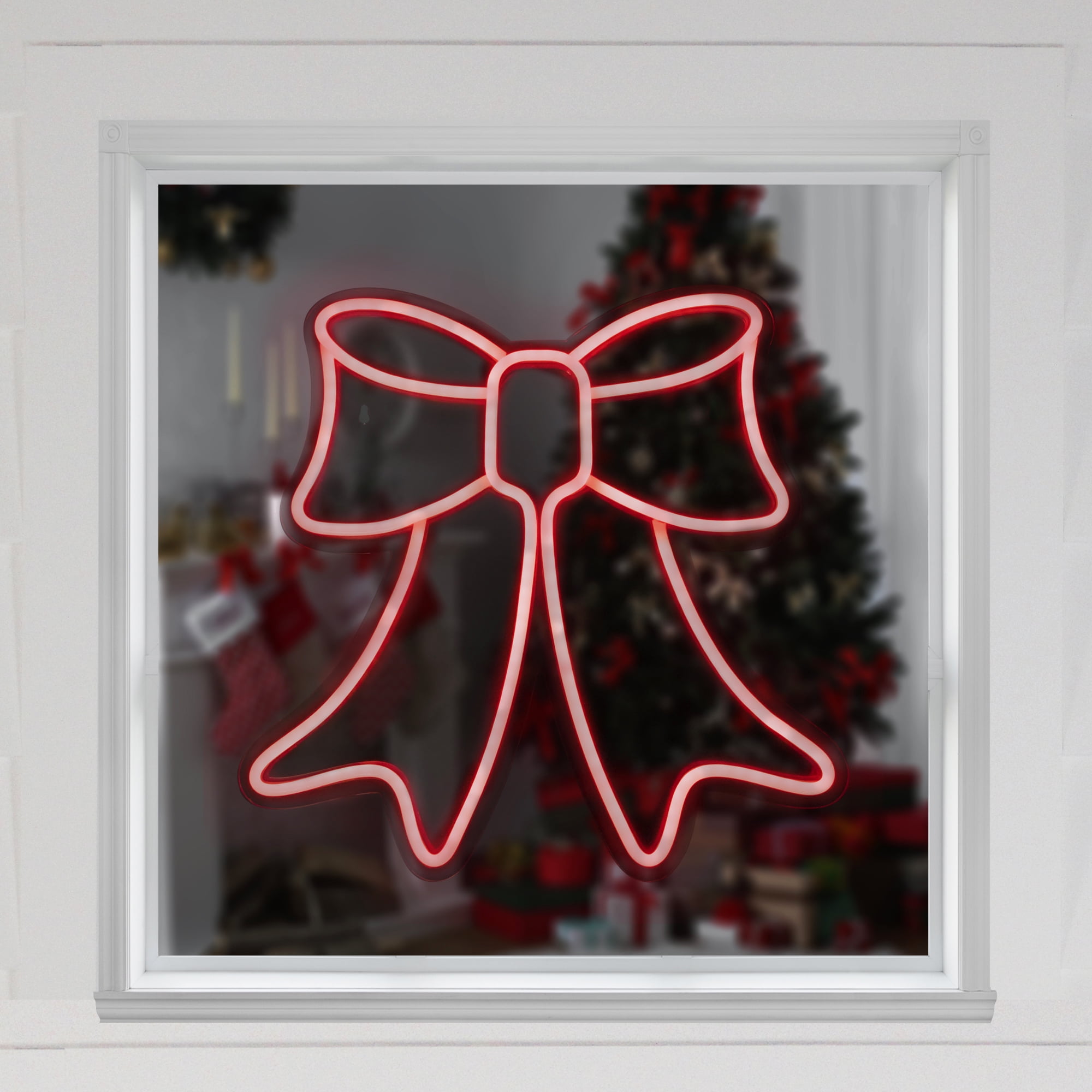 Northlight LED Bow Neon Lighted Christmas Wall or Window Decoration ...