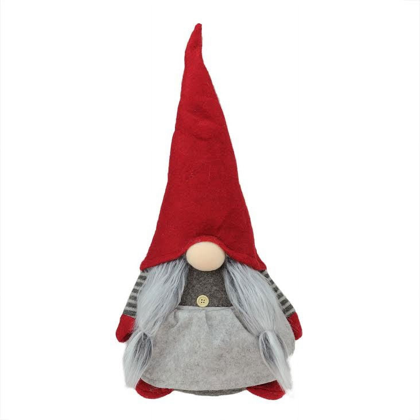 15" Red and Gray "Elderly Edna" Santa Gnome Table Top Christmas Figure ...