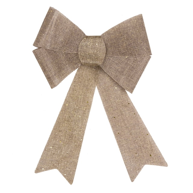 Northlight 16" LED Lighted Glitter Burlap Bow Christmas Decoration with ...