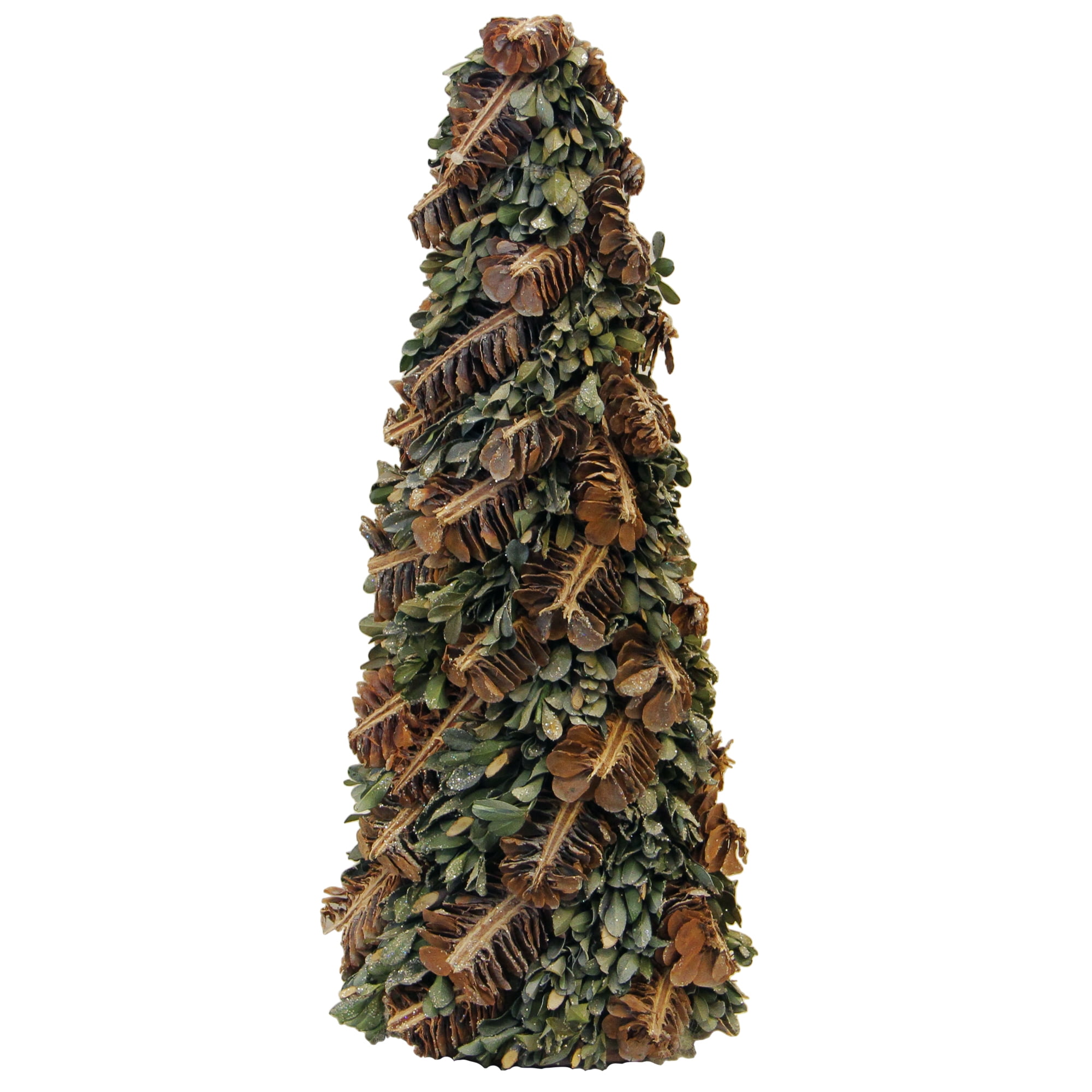 Northlight 16" Pine Cones and Leaves Glittered Cone Tree Christmas ...