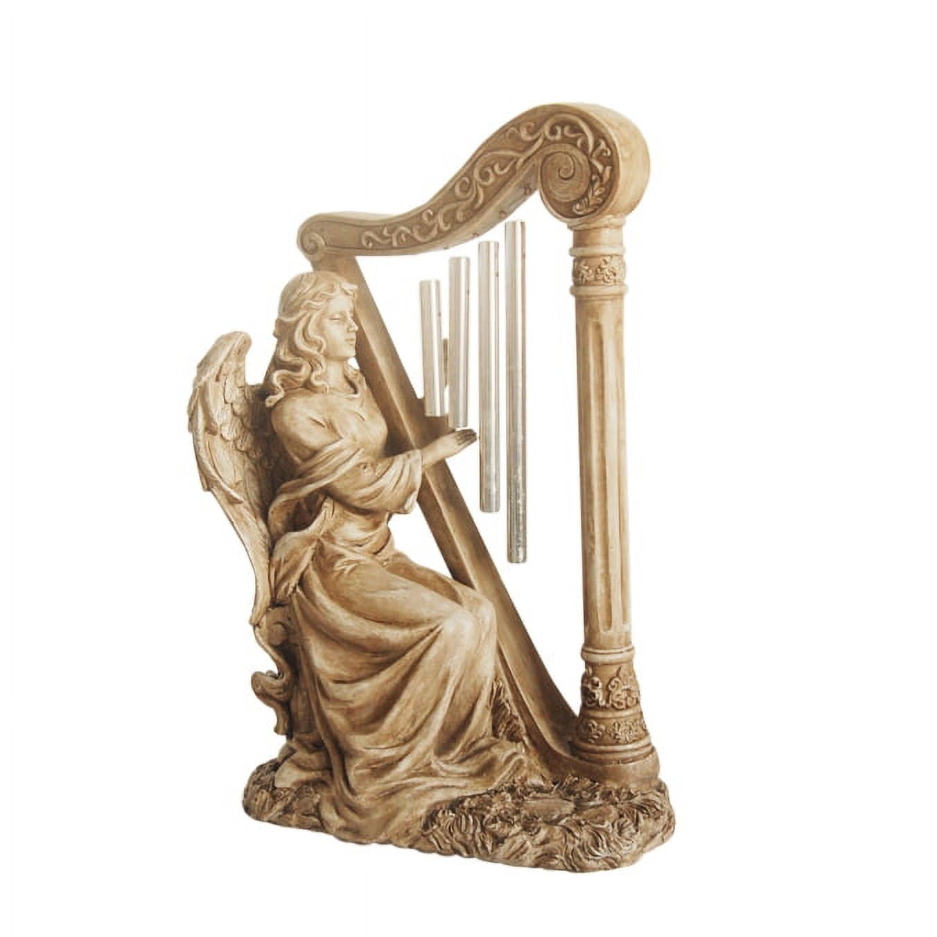 Northlight 16" Seated Angel Playing Harp Outdoor Patio Garden Wind ...