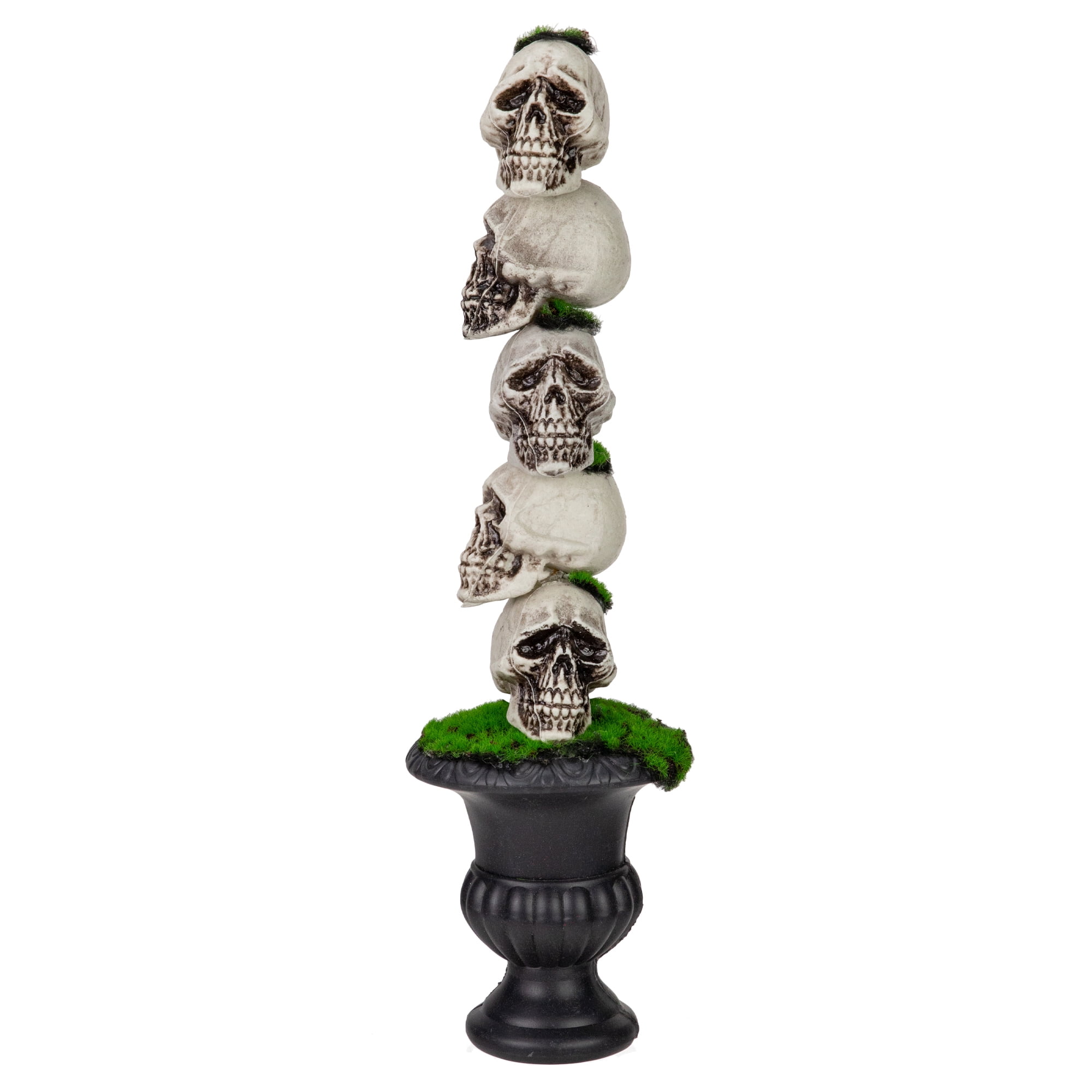 Northlight 16" Skull Tower Topiary in Urn Halloween Decoration ...