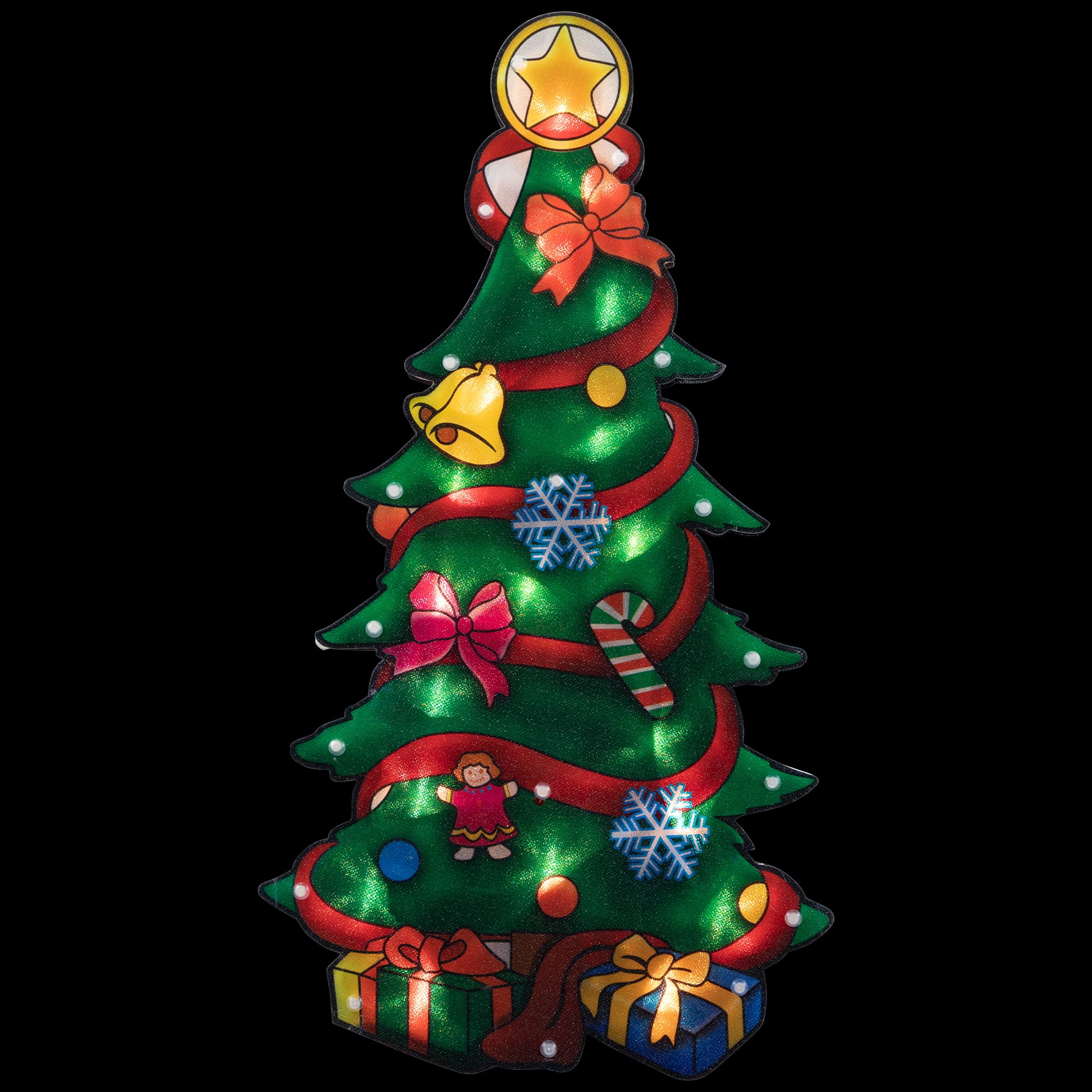 Northlight 17.75" Pre-Lit Christmas Tree with Presents Window ...