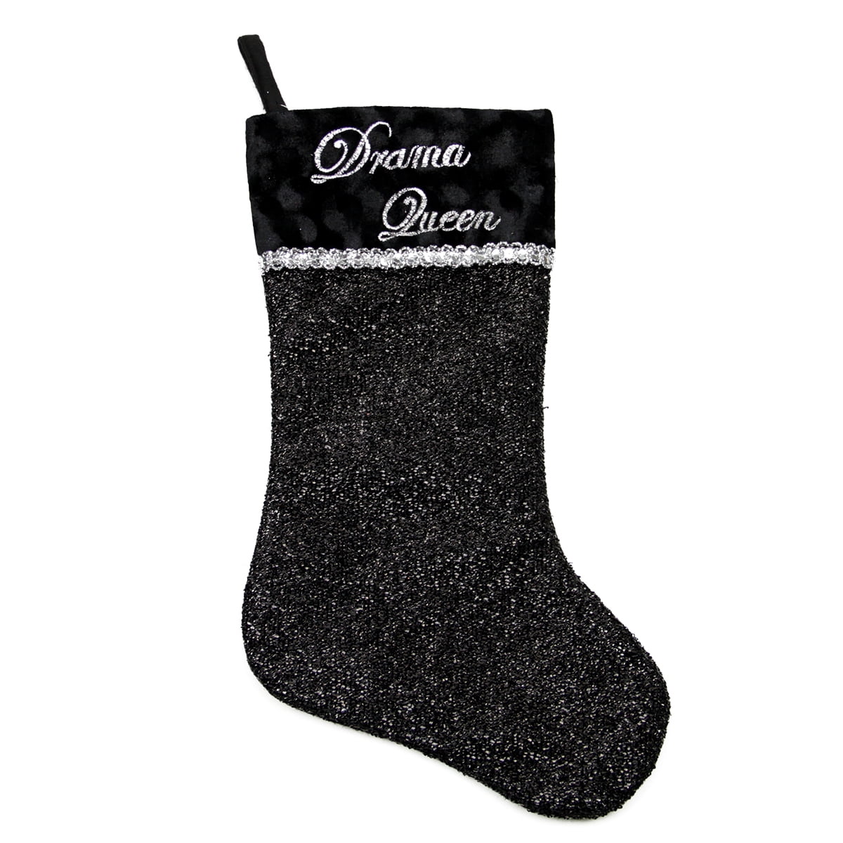 Northlight 17" Black and Silver Embroidered "Drama Queen" Christmas ...