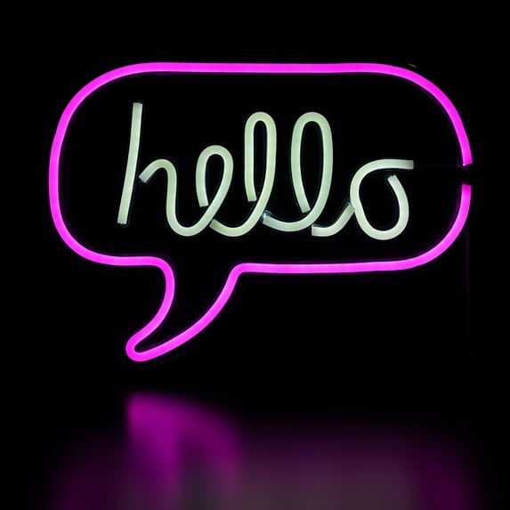 Northlight LED Hello Bubble Neon Lighted Wall Sign - 17" - Pink and ...