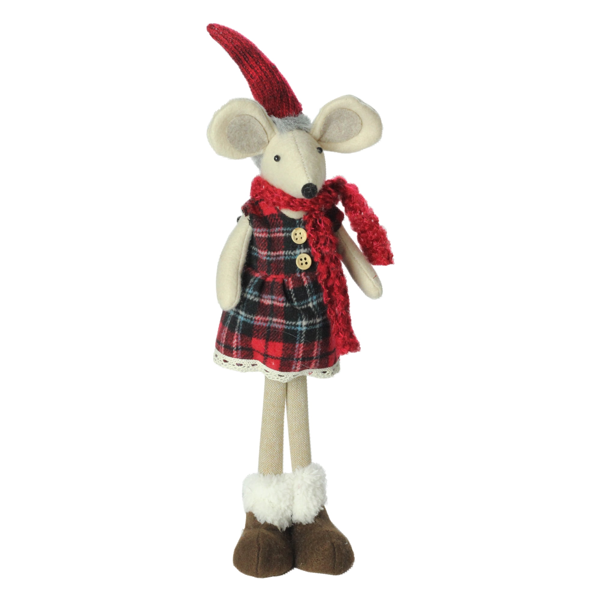 17" Plush Red Plaid Standing Christmas Girl Mouse Decoration - Walmart.com