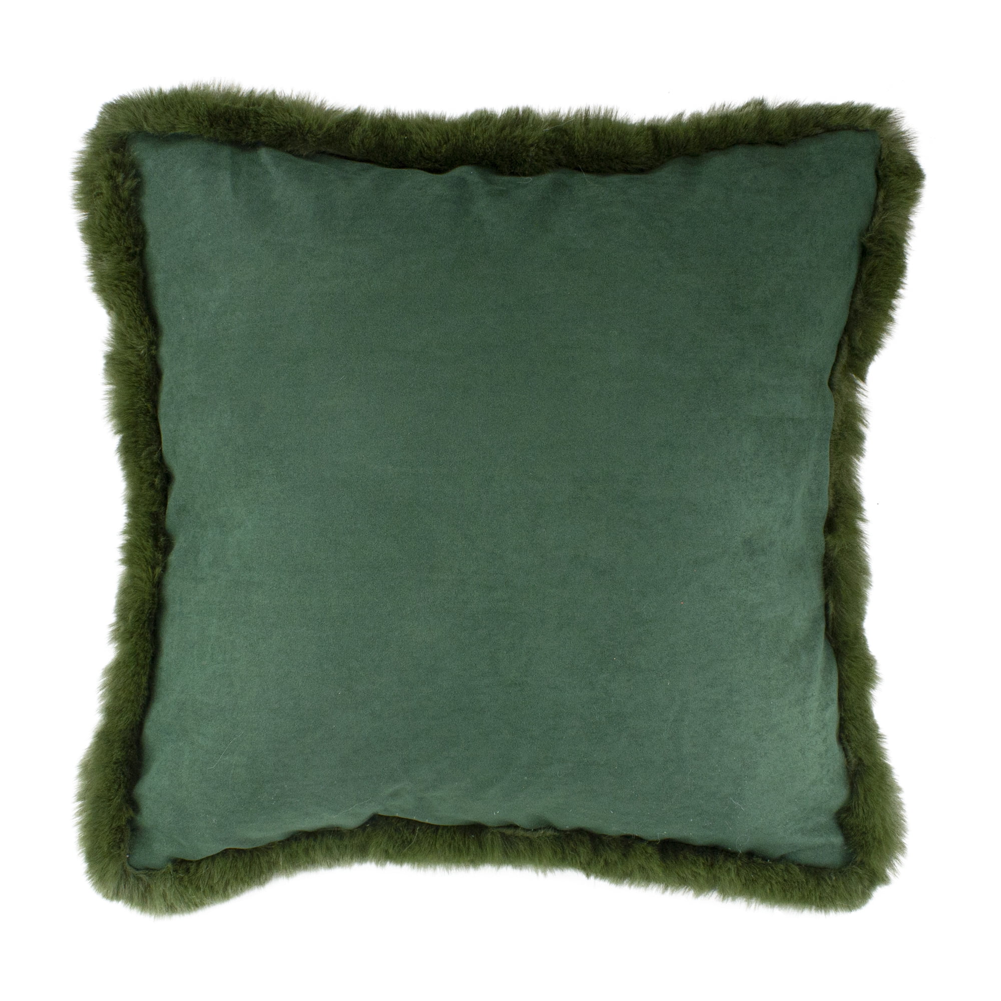 Northlight 18" Dark Green Suede Square Throw Pillow with Fringe Edges ...
