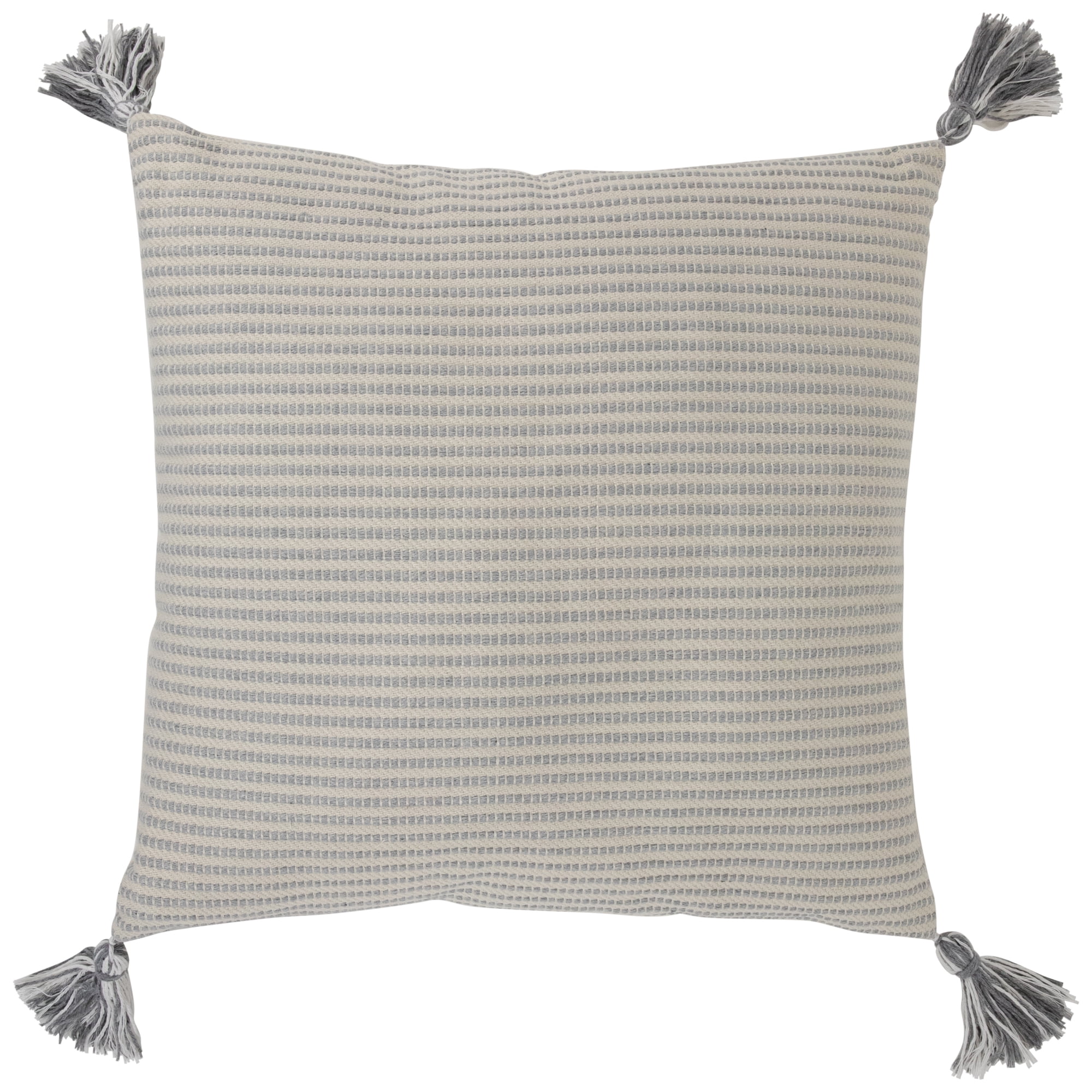 Northlight 18" Double-Sided Striped and Solid White Square Woven Throw ...