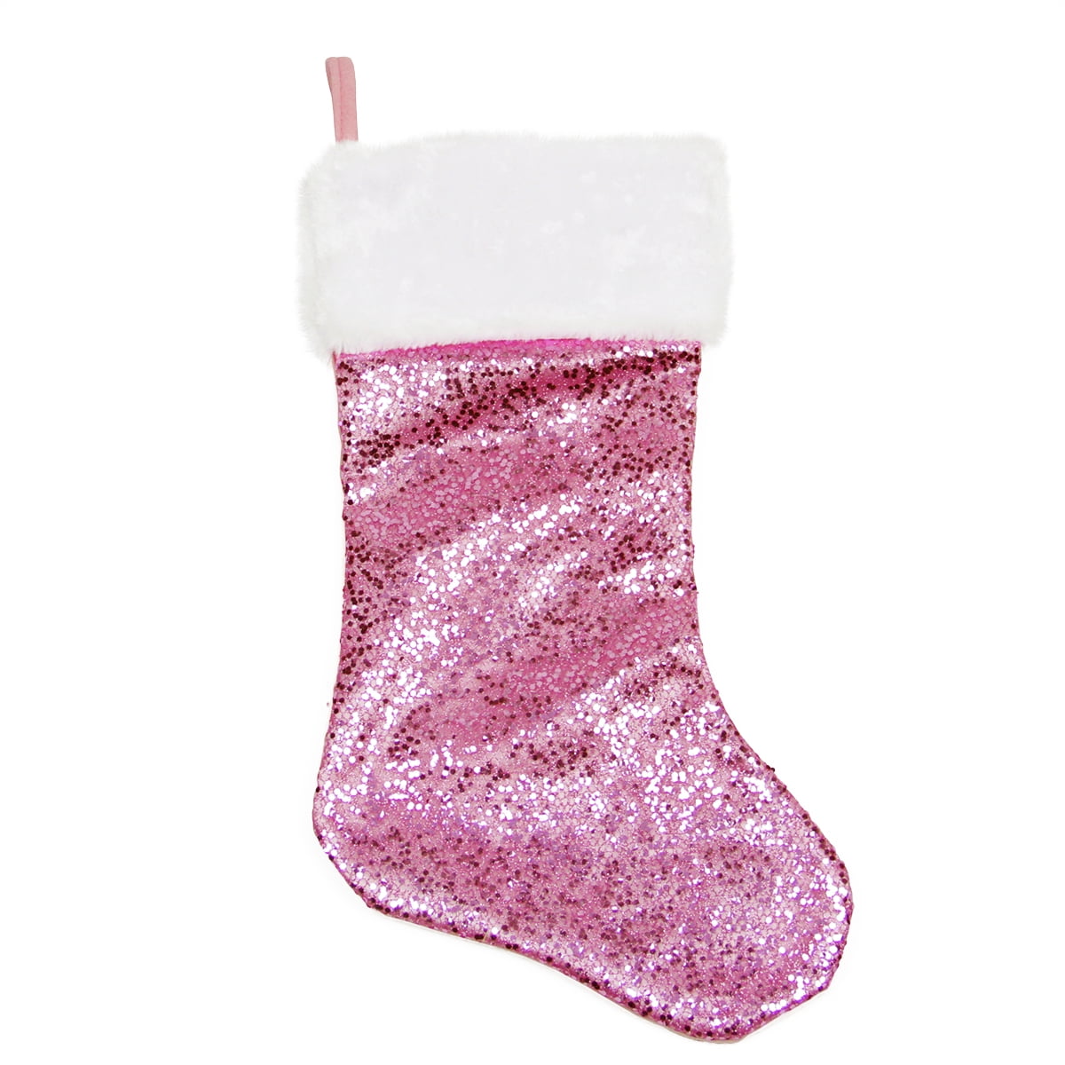Northlight 18" Shiny Metallic Light Pink Sequined Christmas Stocking ...