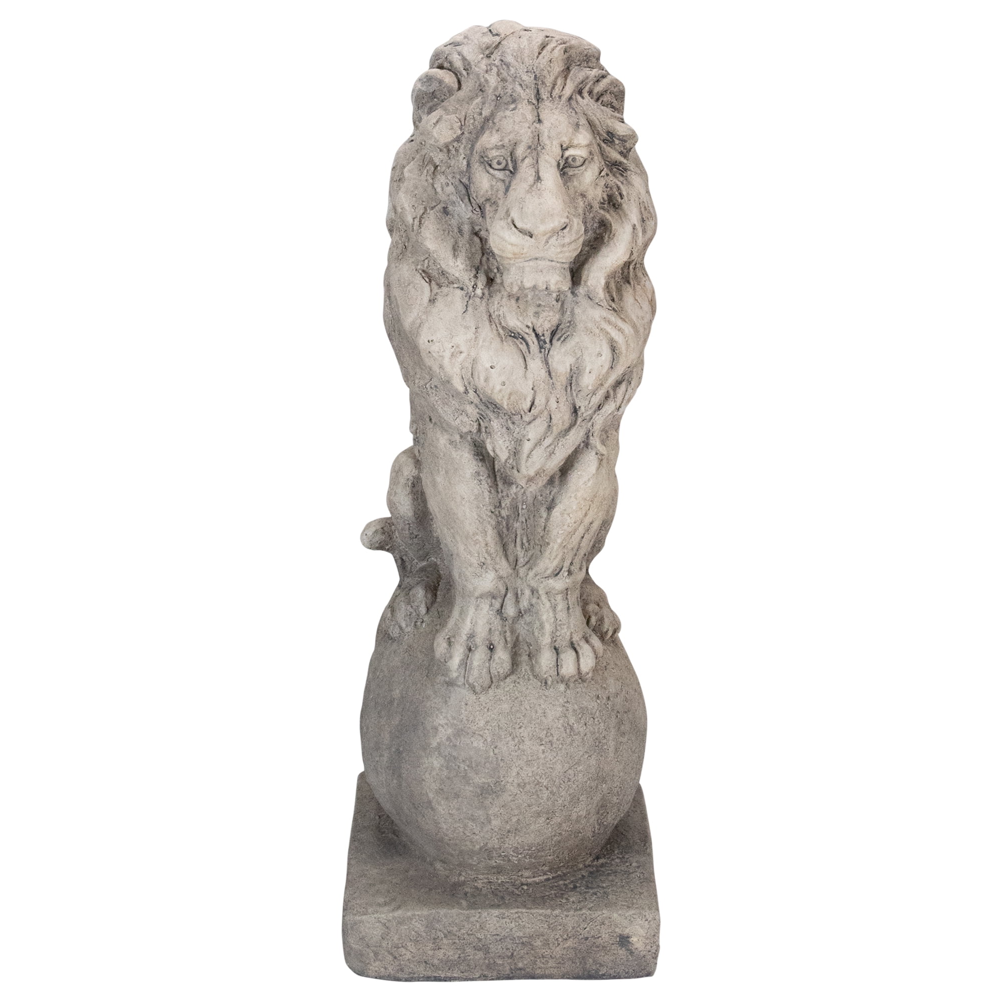 Northlight 18" Sitting Regal Lion Outdoor Pedestal Garden Statue ...