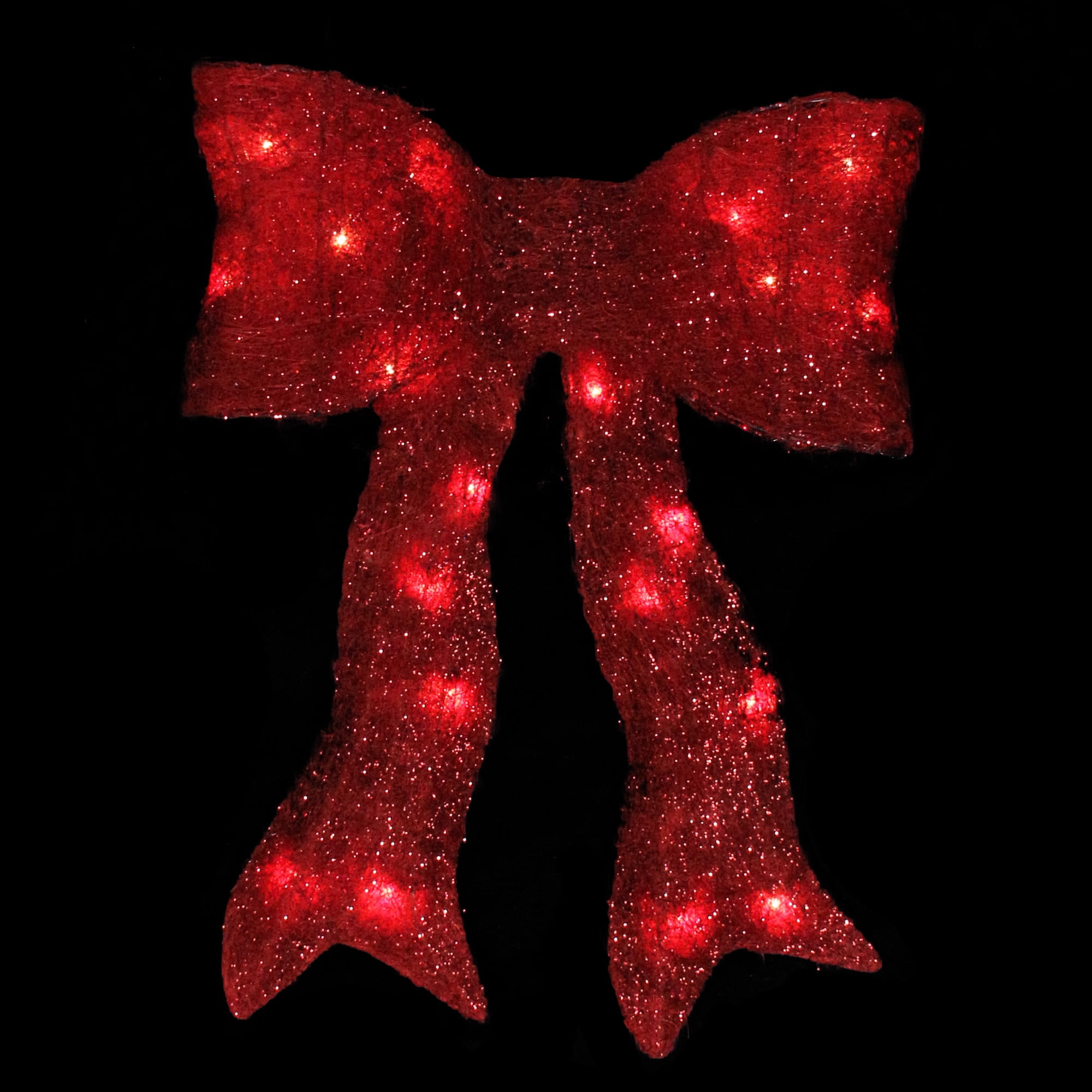 Northlight 18" Sparkling Red Lighted Bow Christmas Outdoor Decoration ...
