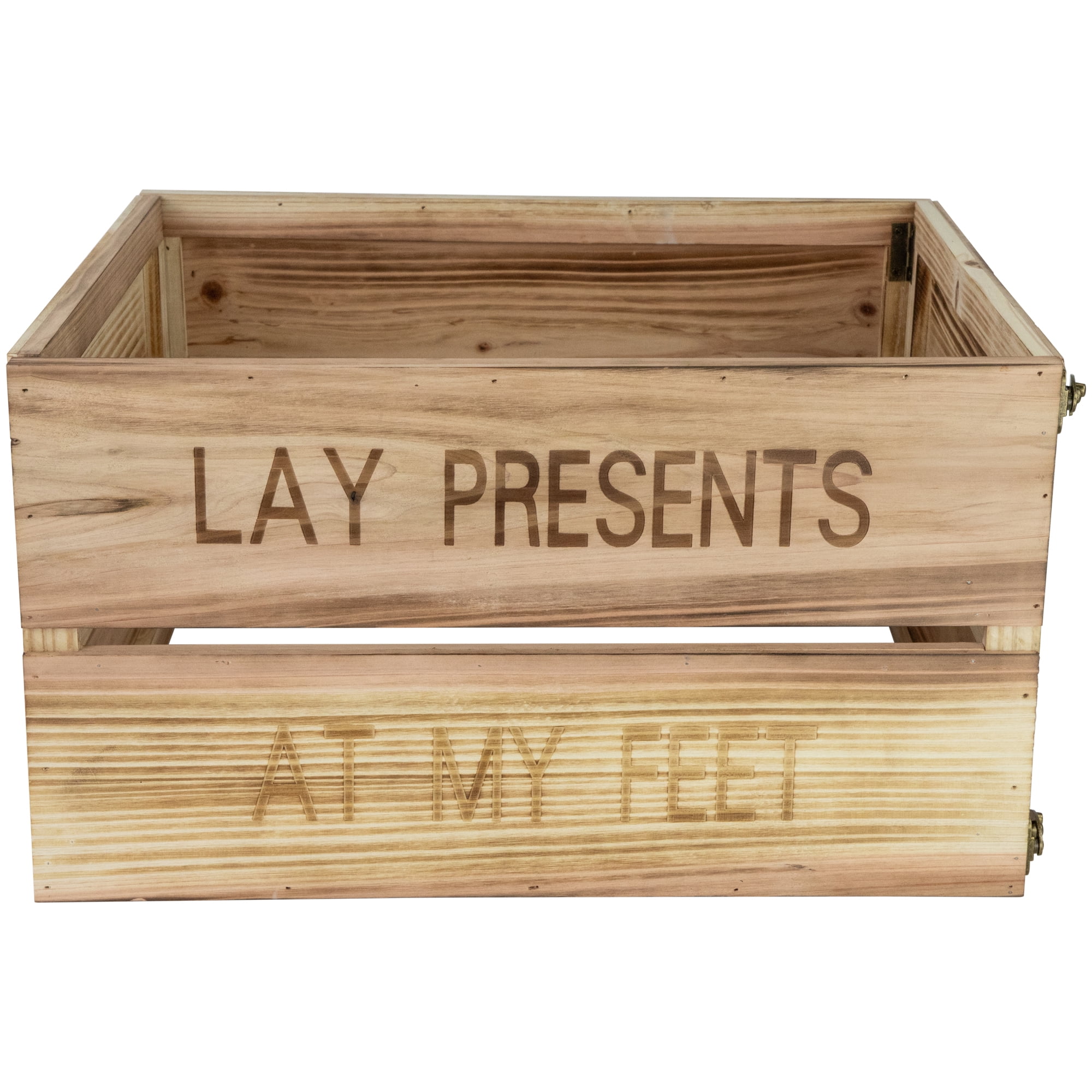 Northlight 18" Wood Crate "Lay Presents at My Feet" Christmas Tree ...