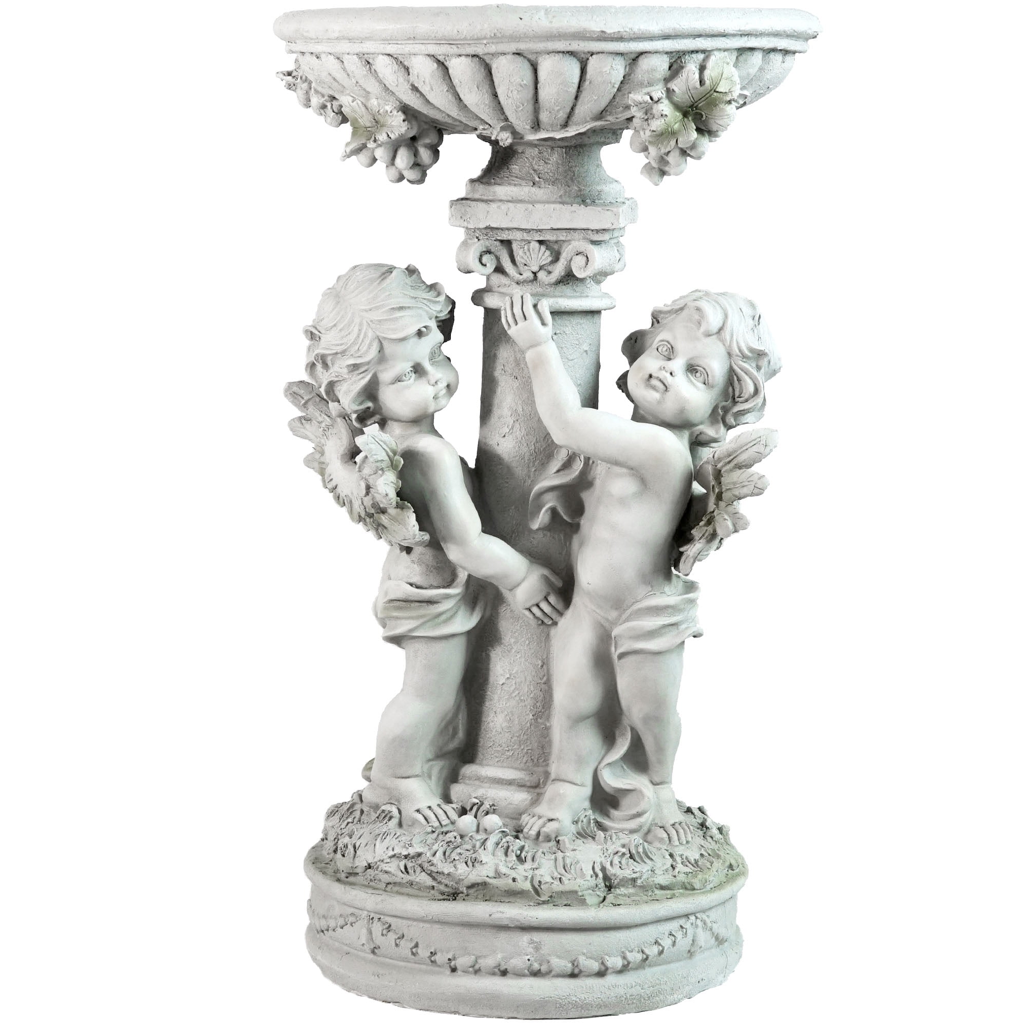 Northlight 19.25" Cherub Angels Pedestal Bird Bath Outdoor Garden ...