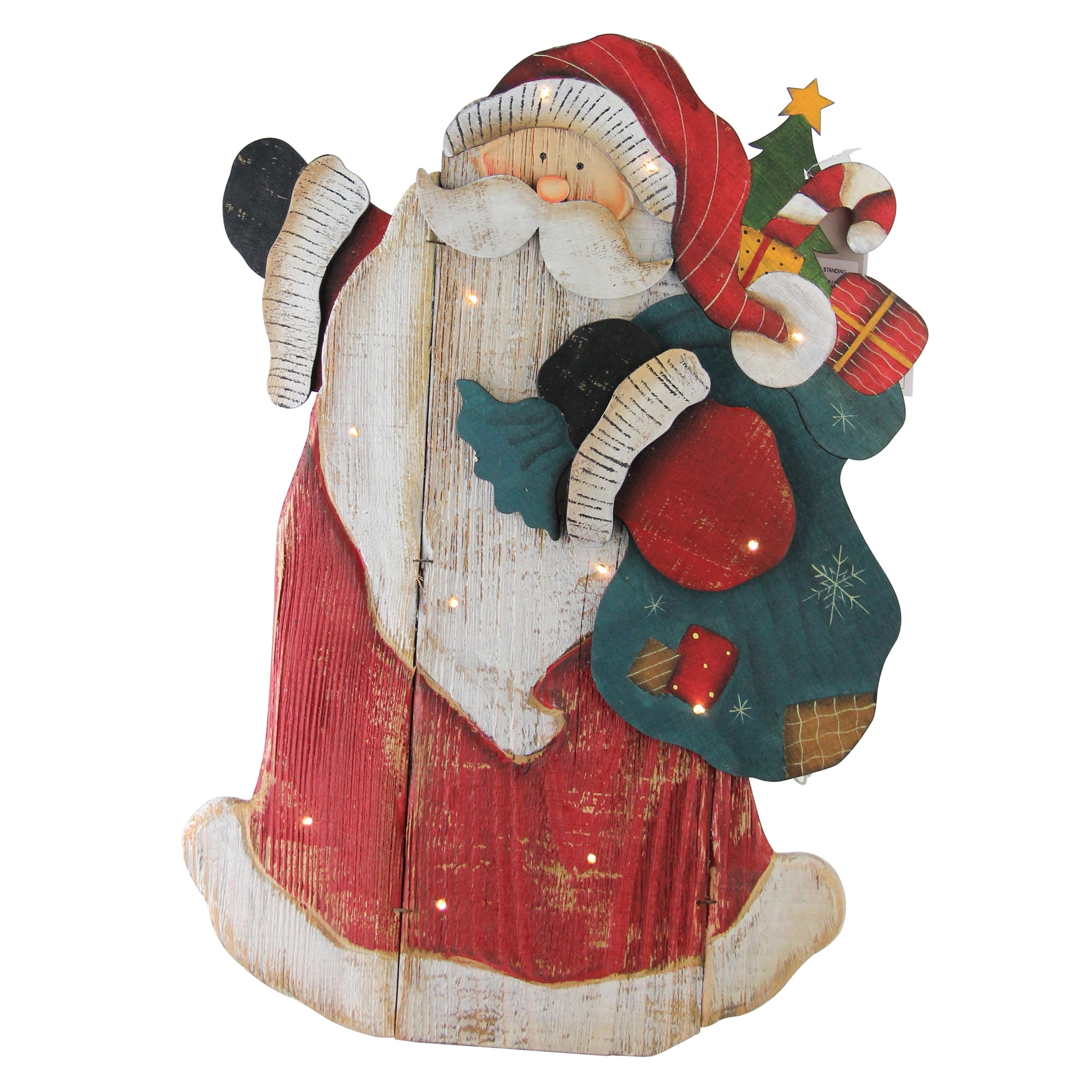Northlight 19.5" Red and White LED Lighted Santa Claus Christmas Wooden ...
