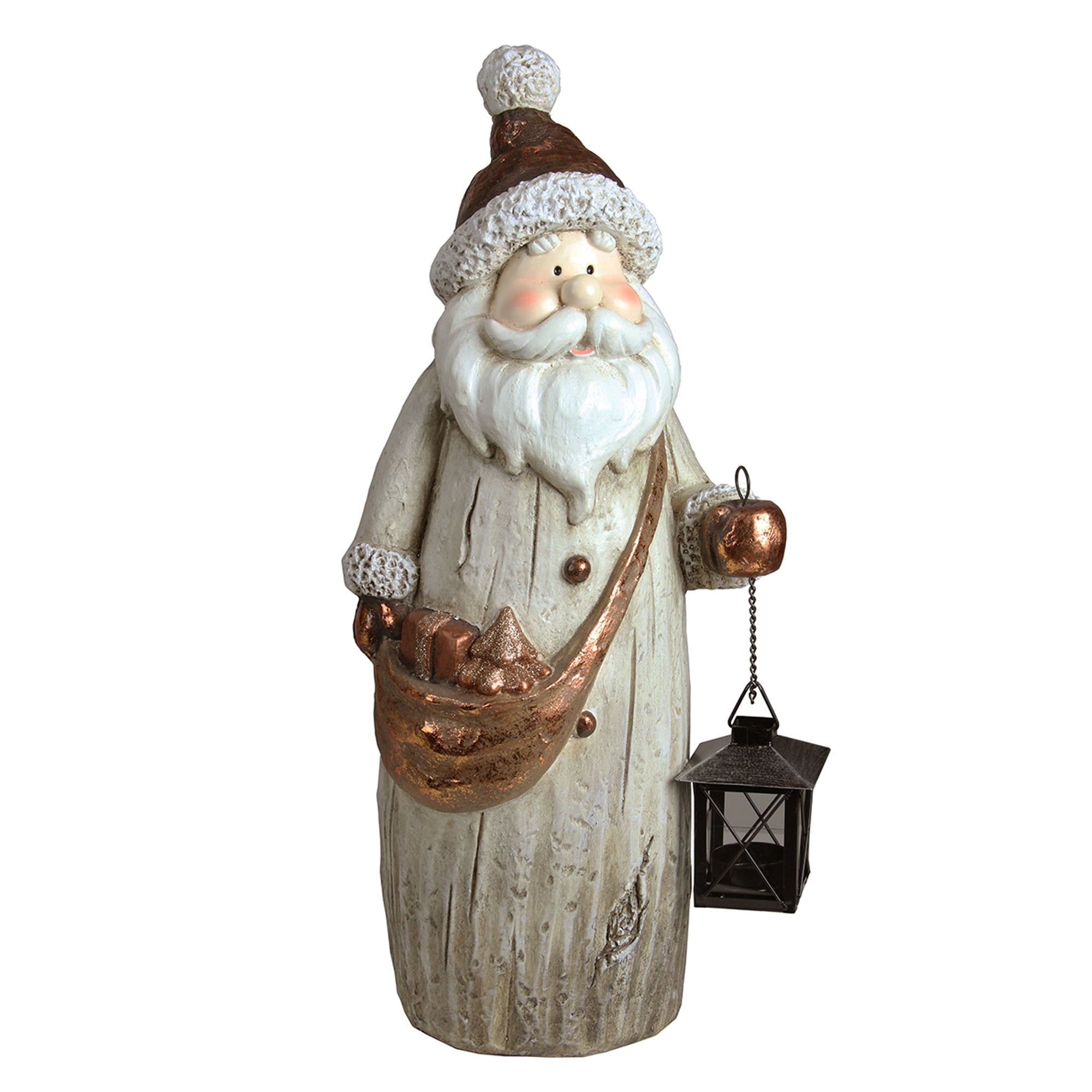 Northlight 19.75" Ivory Santa with Tea Light Candle Lantern Christmas ...