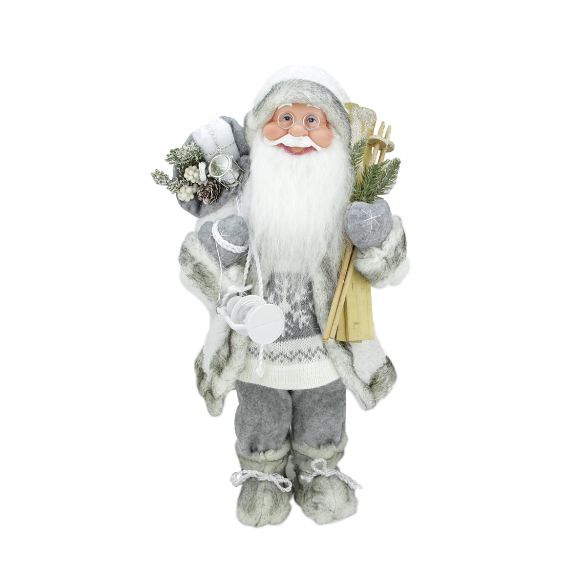 Northlight 19" Gray and White Snowy Standing Santa Claus Christmas ...
