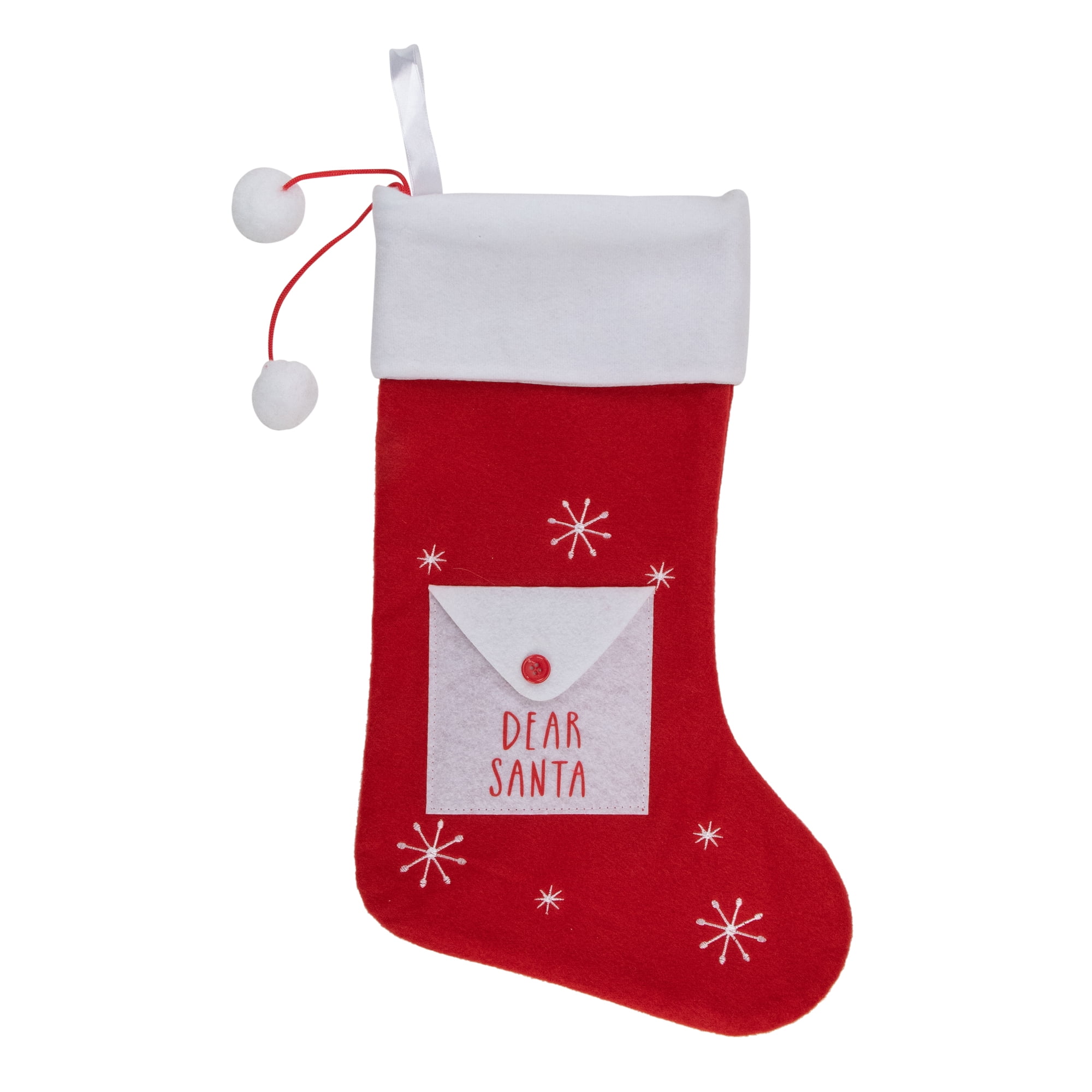 Northlight 19" Red and White "Dear Santa" Envelope Christmas Stocking ...