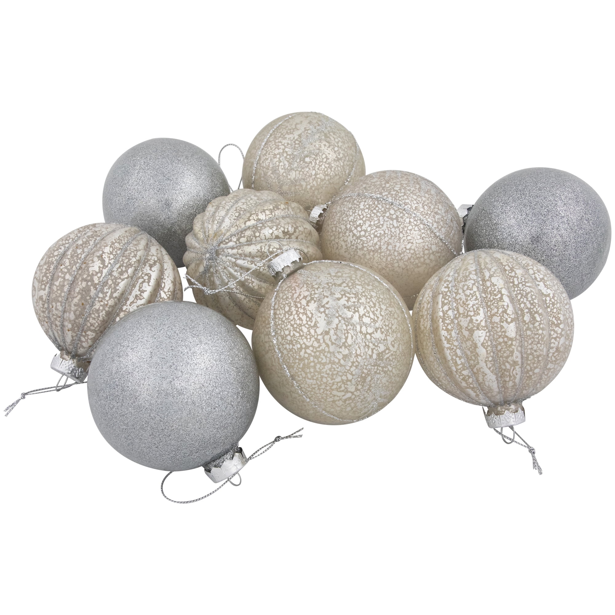 Northlight 2-Finish Glass Ball Christmas Ornaments - 3" (80mm) - Gold and Silver - 9ct - Walmart.com
