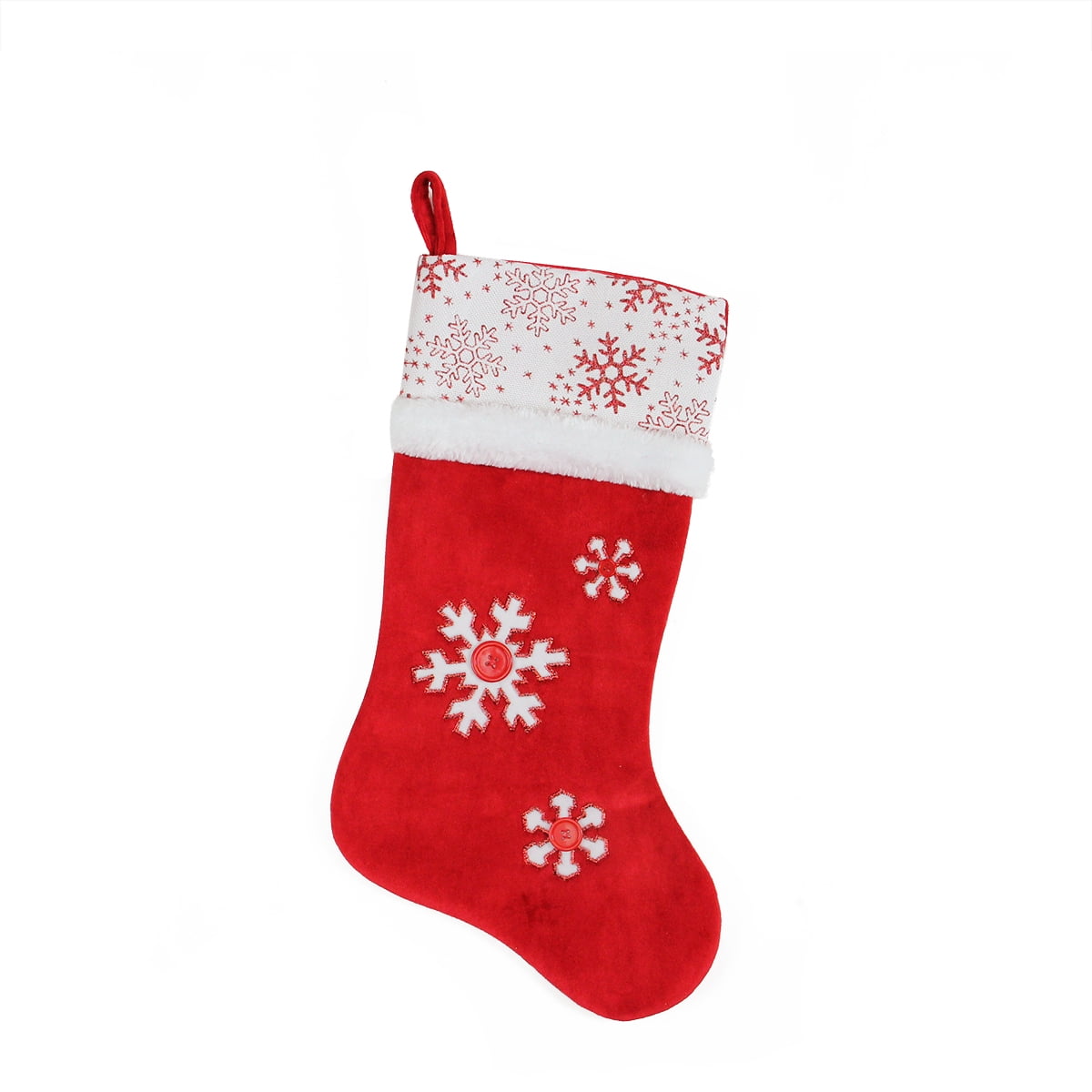 Northlight 20.5" Red and White Button Snowflake Christmas Stocking ...