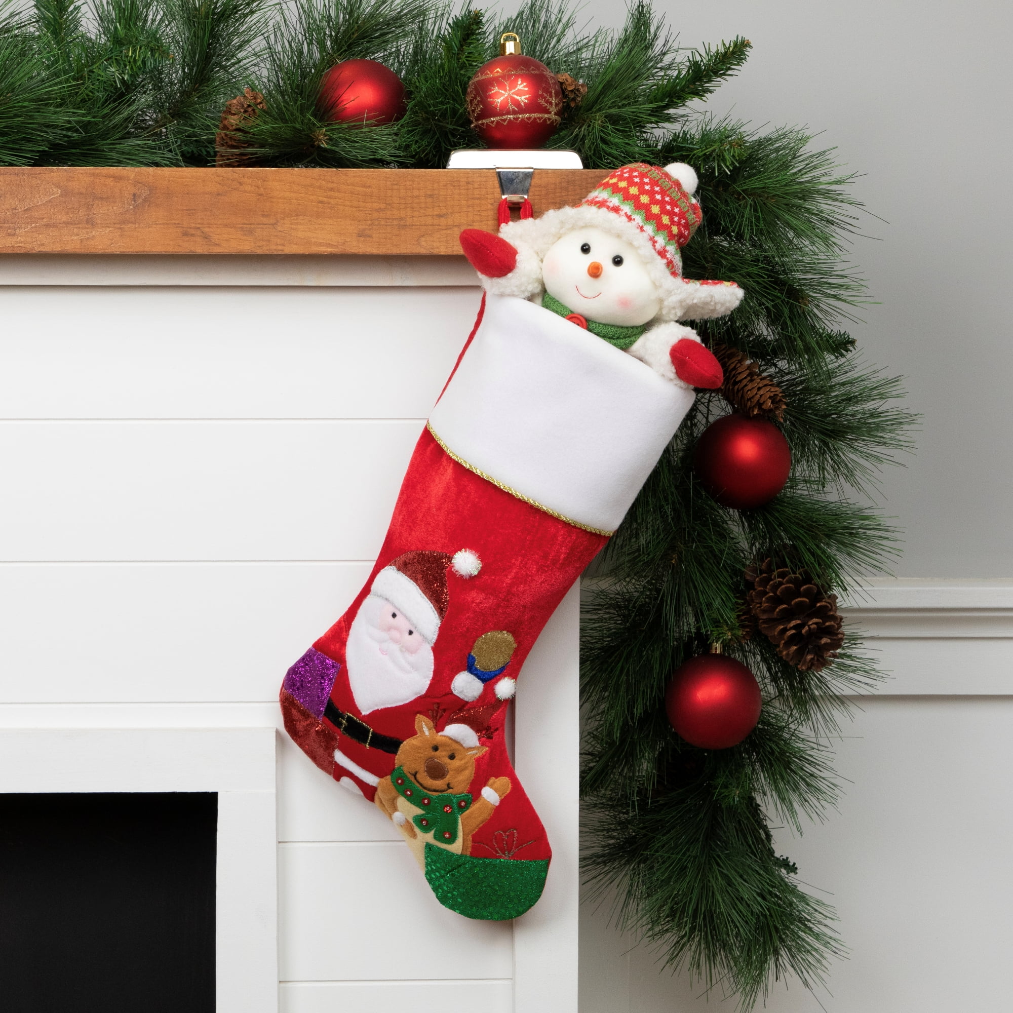 Northlight 20.5" Red and White Glittered Santa Claus and Reindeer ...