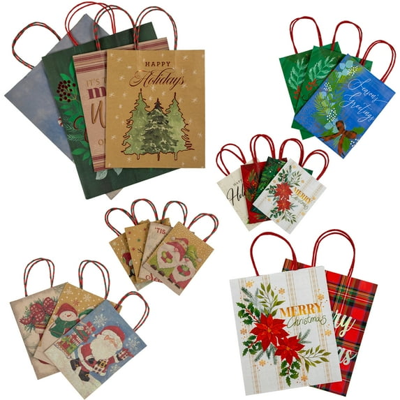 Northlight 20-Count Assorted Christmas Themed Paper Gift Bags - Walmart.com