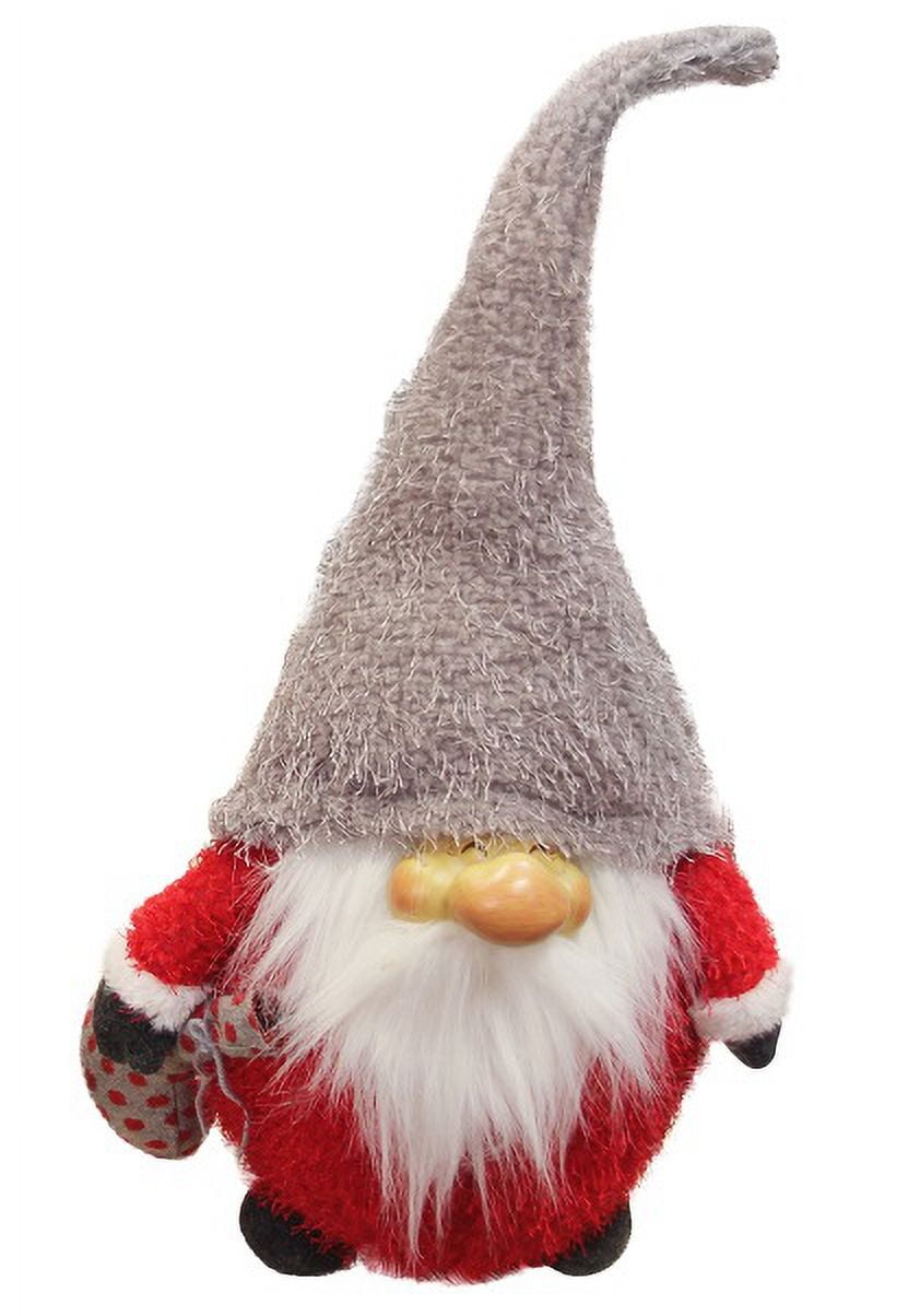 Northlight 21.5" Frayed Red and Gray Portly Smiling Gnome Plush Table ...