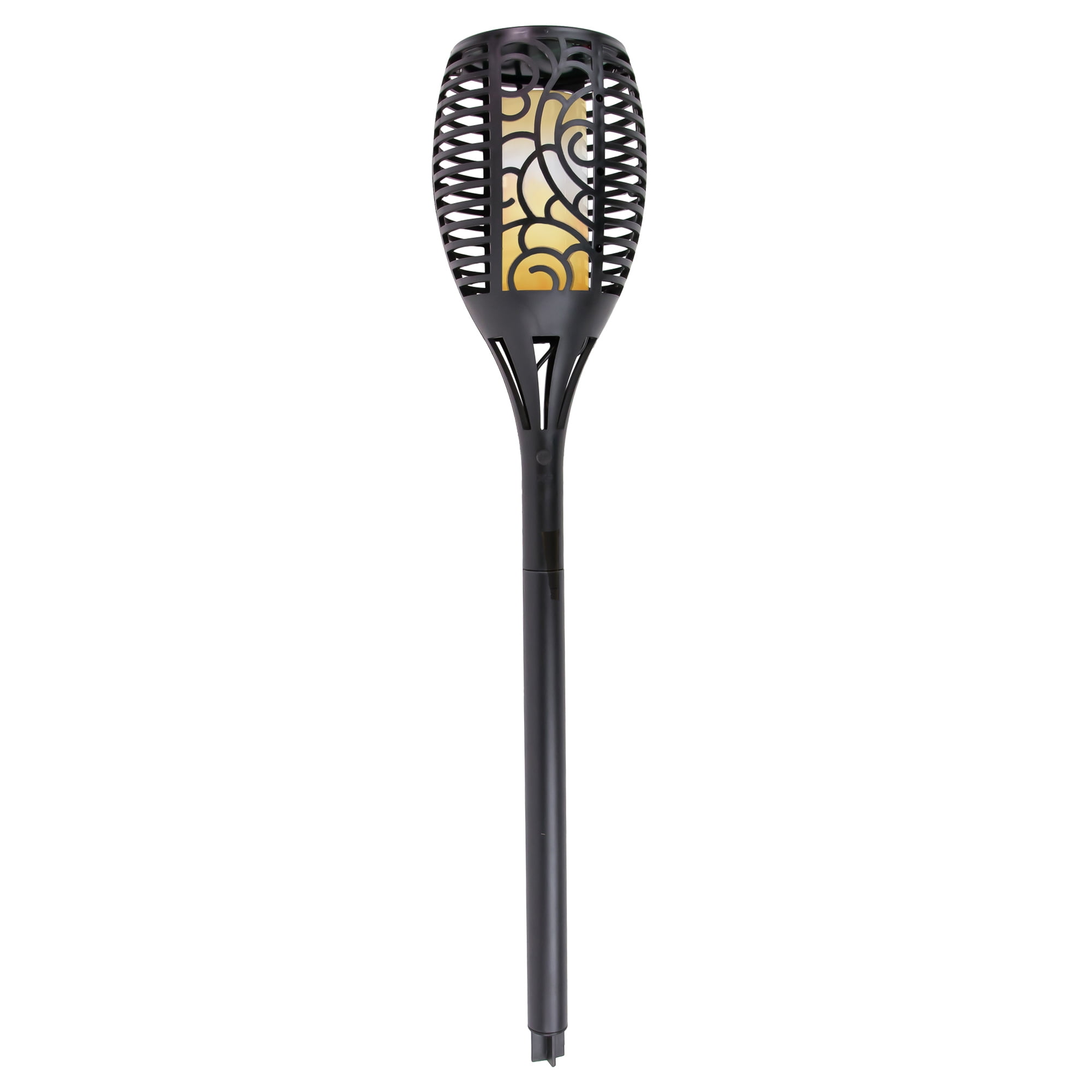 Northlight 22.5" Black Solar Powered Flickering LED Lantern Garden ...