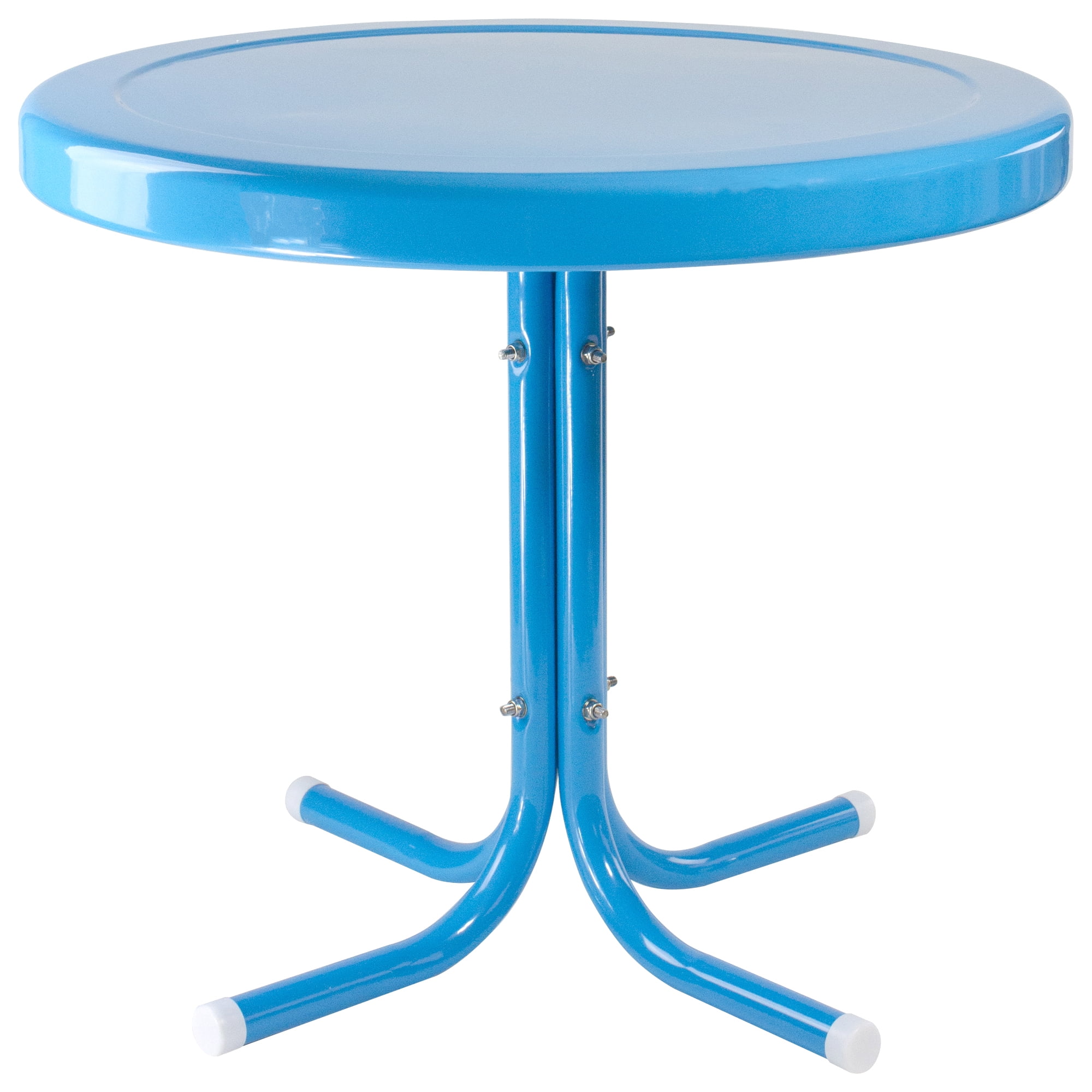 Northlight 22" Round Outdoor Retro Steel Tulip Side Table, Turquoise ...
