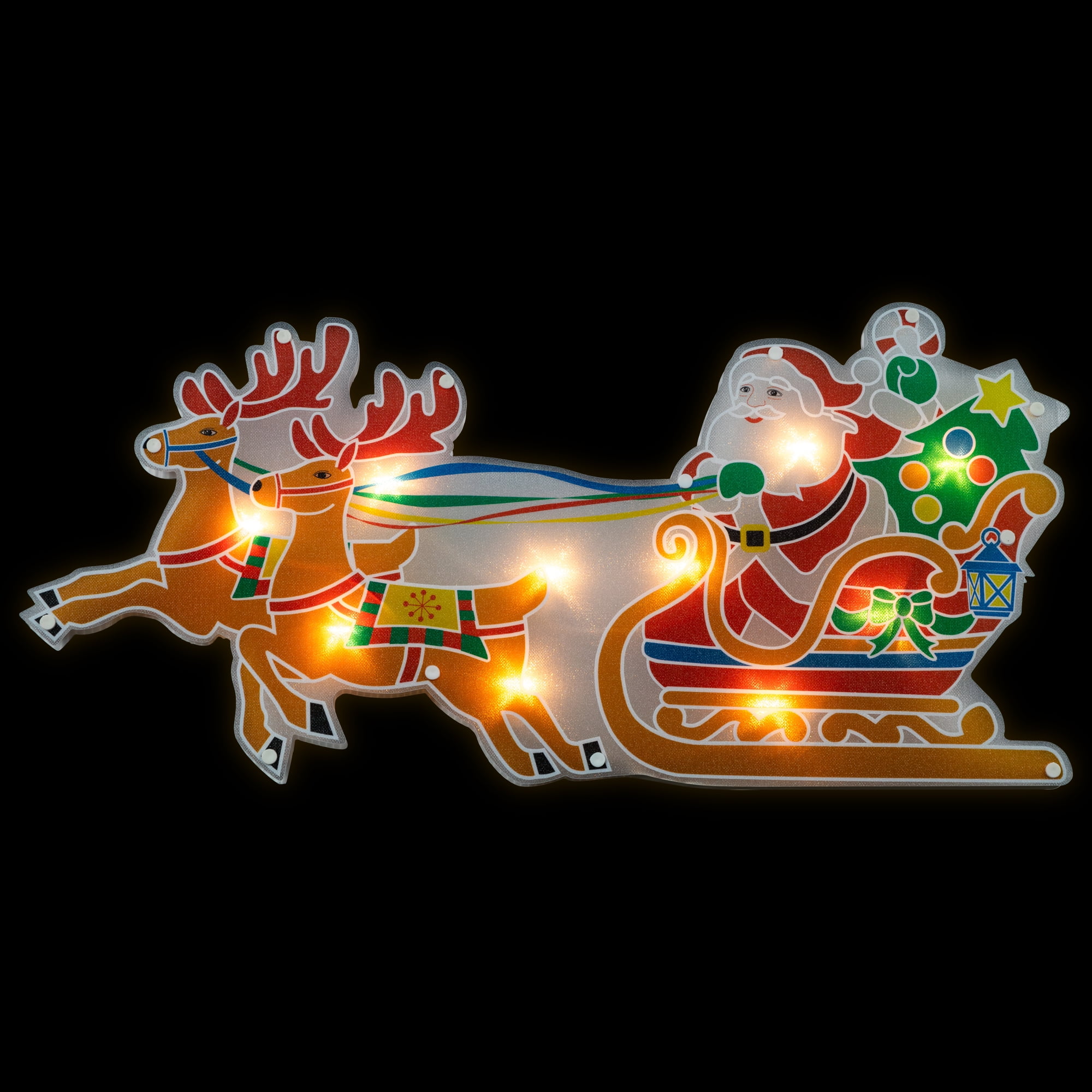 Northlight Indoor Lighted Santa and Reindeer Christmas Window ...