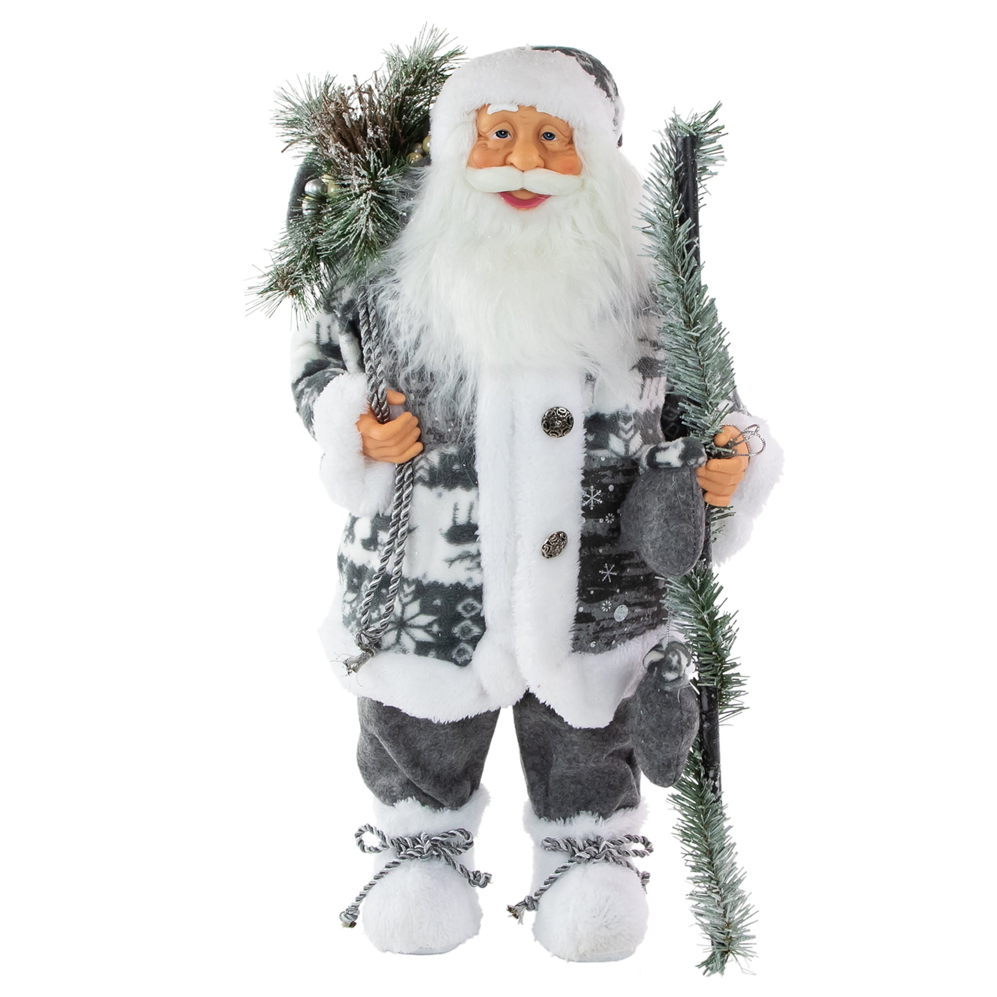 Northlight 24" Gray and White Nordic Santa Claus Christmas Figure ...