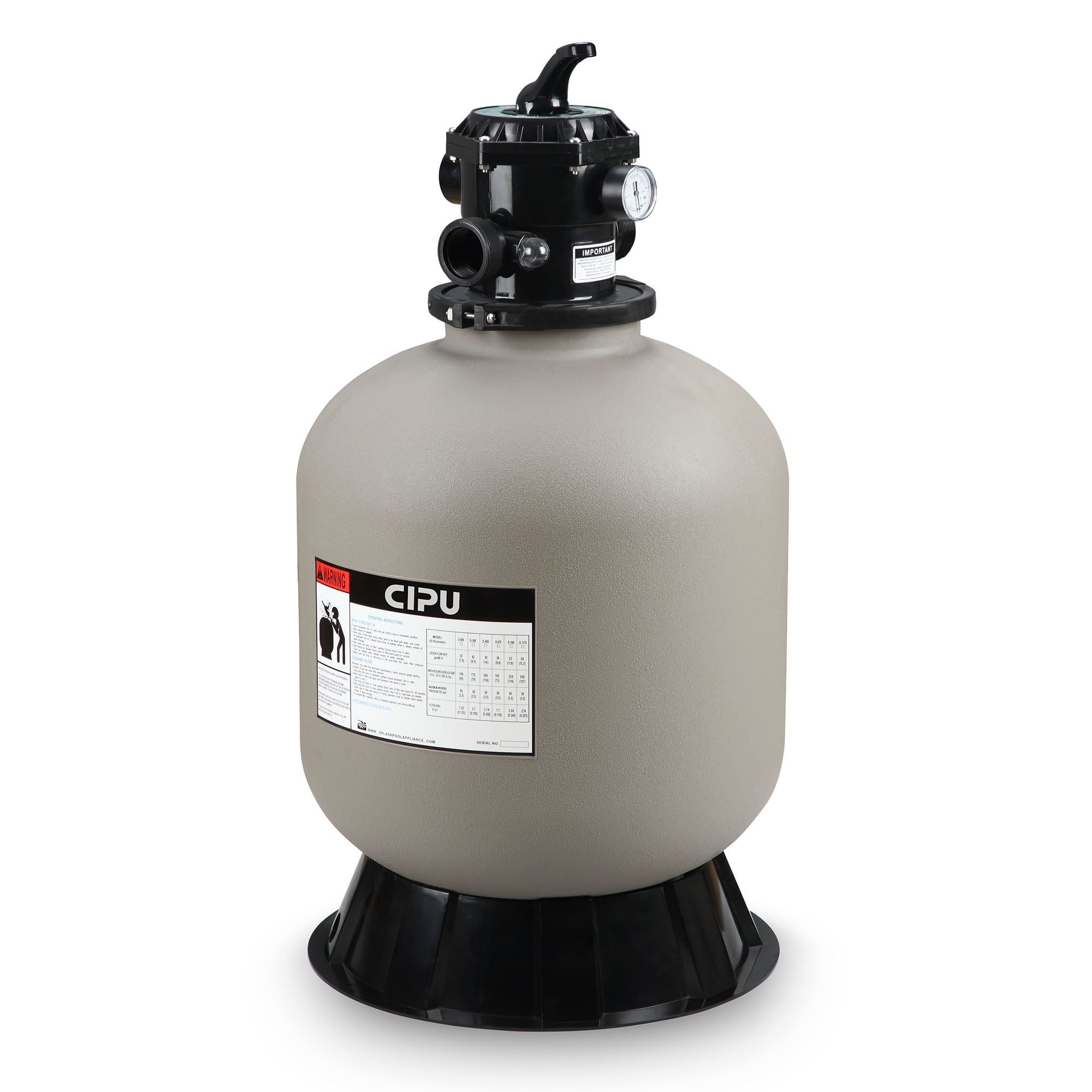 Northlight 24-Inch Top Mount Swimming Pool Sand Filter with 6-Way Valve ...