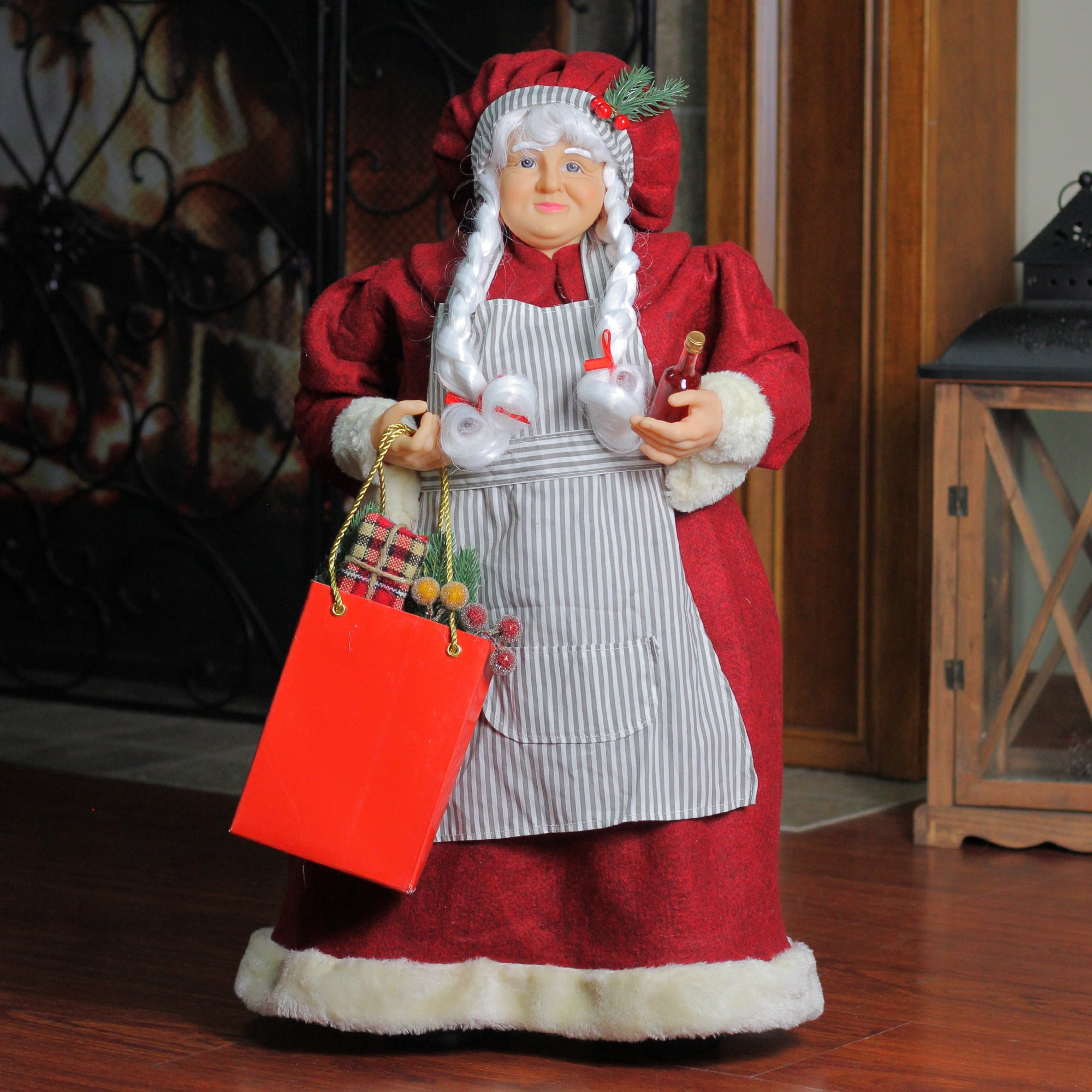 Northlight 24" Mrs. Claus the Chef Standing Christmas Figure with Wine ...