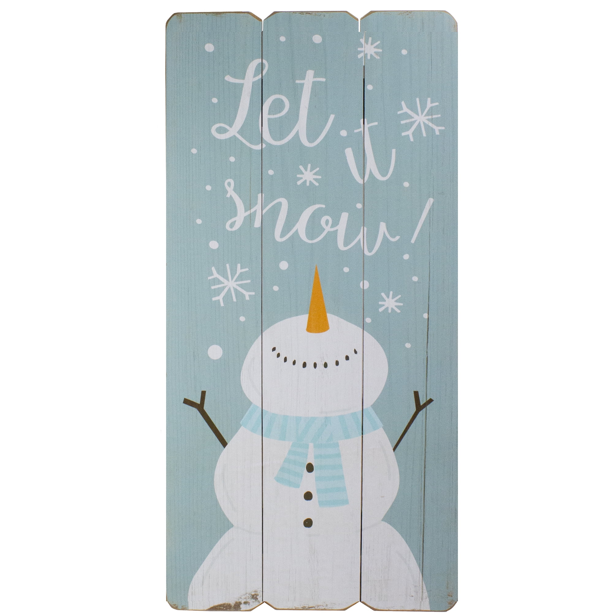 Northlight 24" Wooden 'Let It Snow' Snowman Hanging Christmas Wall Sign ...