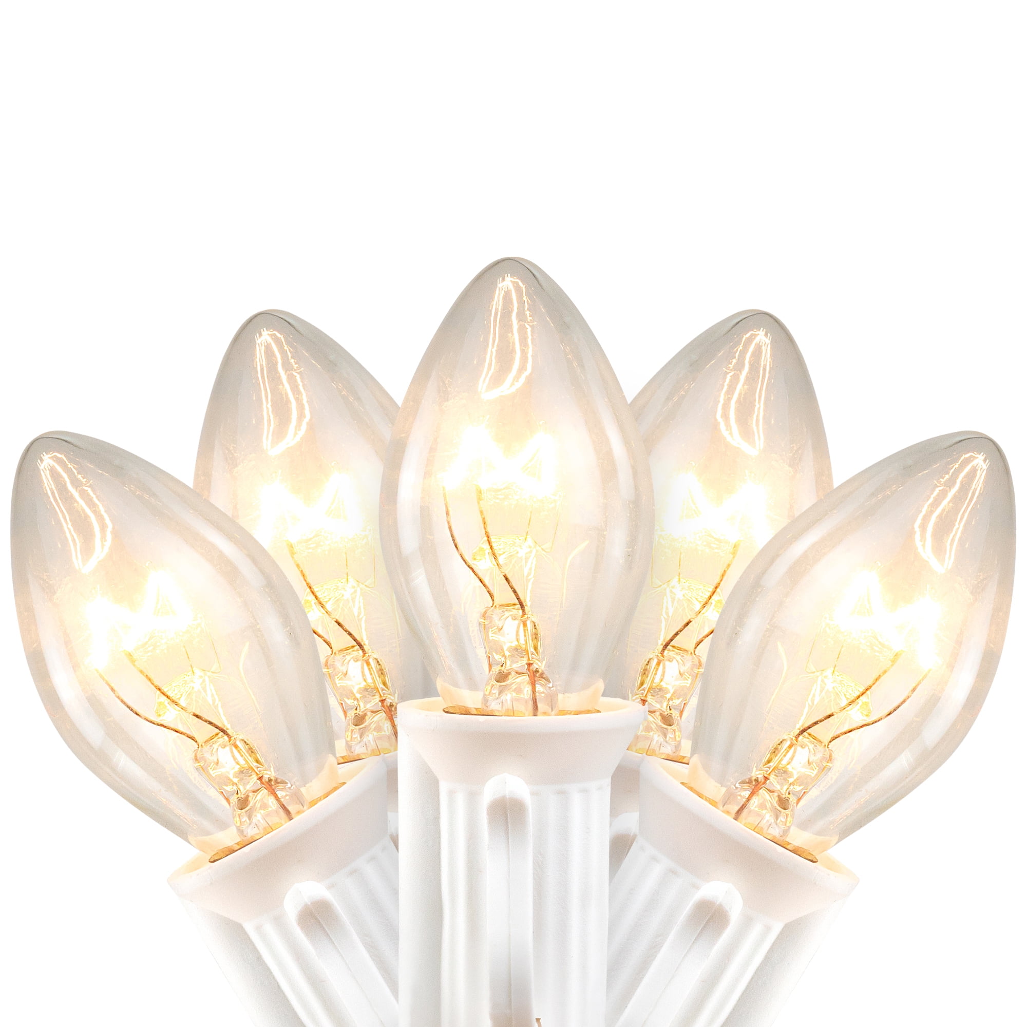 Northlight 25 Count Clear C7 Christmas Lights, 24ft White Wire ...