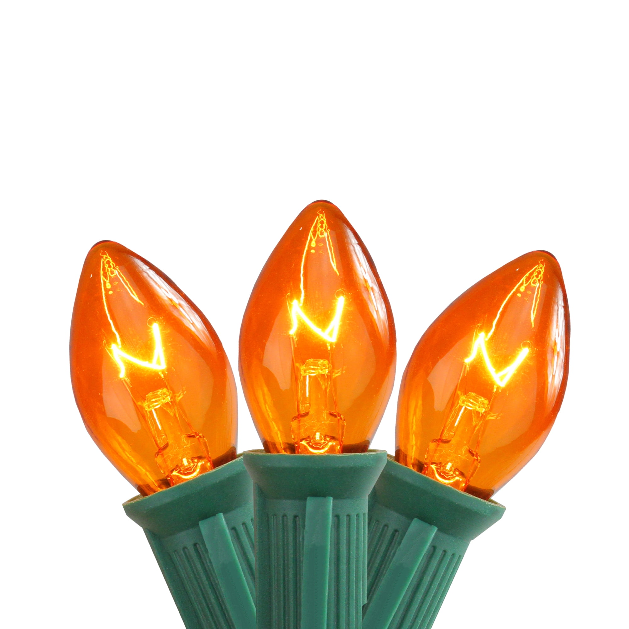 Northlight Set of 25 Transparent Orange C7 Christmas Lights 12 Spacing ...