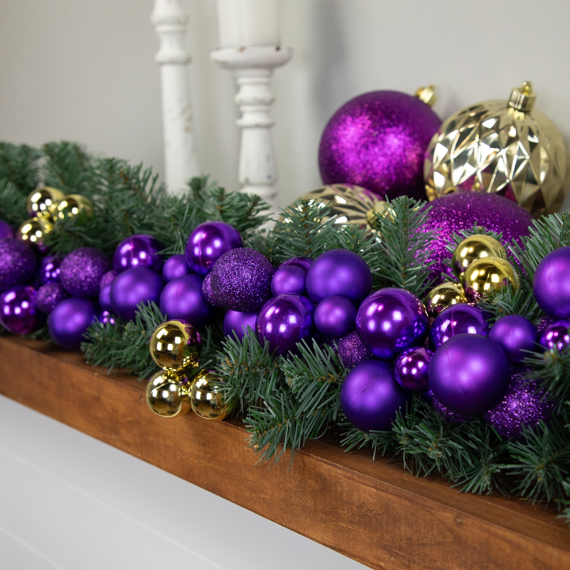 Northlight 3-Finish Shatterproof Ball Christmas Garland - 6' x 3.5 ...