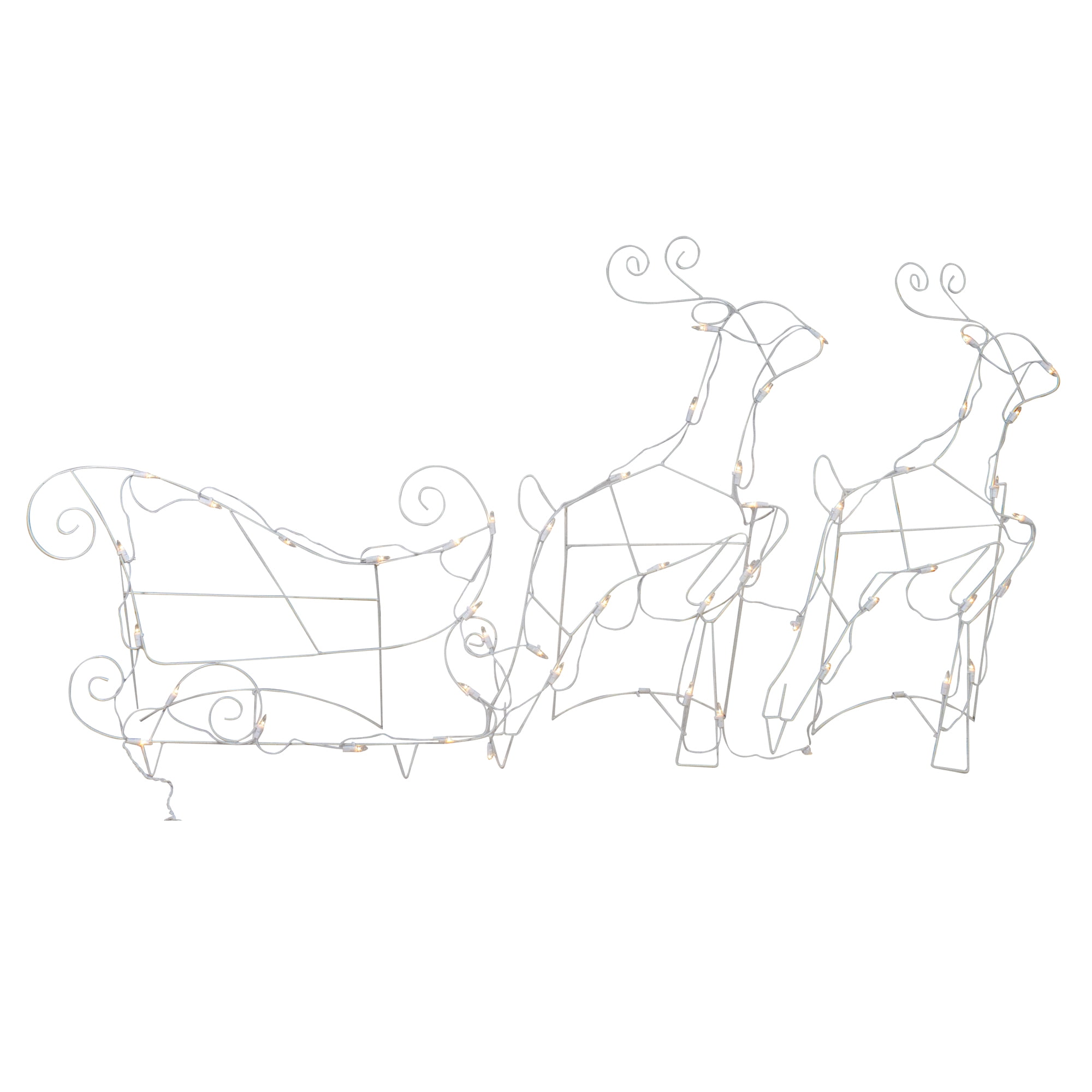 3-Piece Lighted Reindeer and Sleigh Outdoor Christmas Decoration Set ...