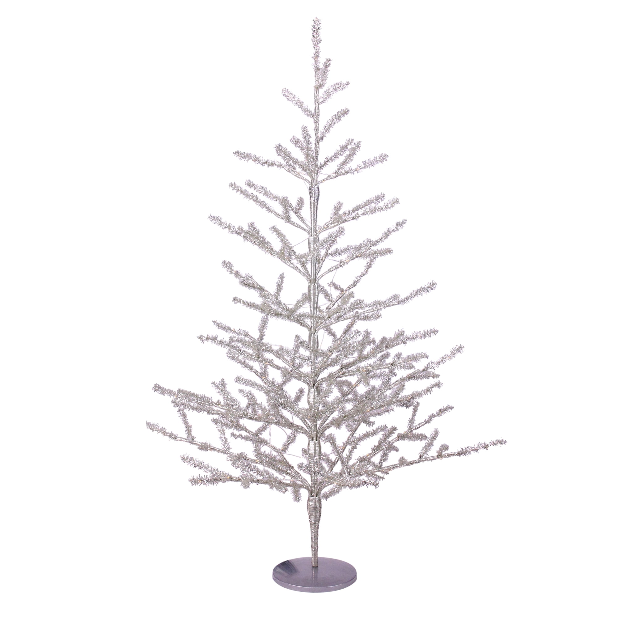 Northlight 3' Pre-Lit Silver Tinsel Twig Artificial Christmas Tree with ...