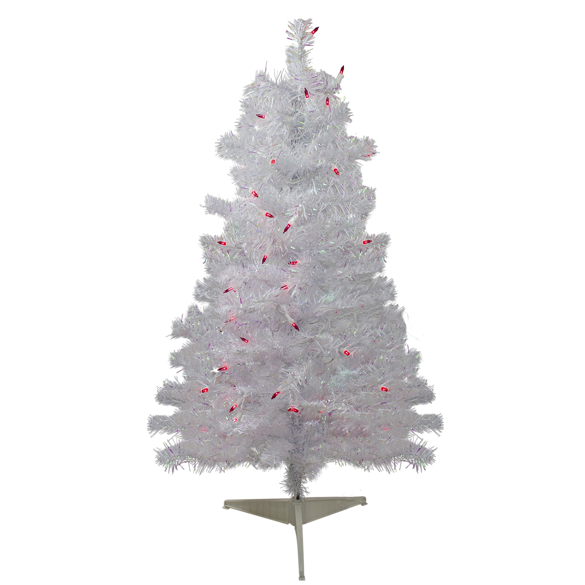 Northlight 3' Pre-Lit Slim White Iridescent Pine Artificial Christmas ...