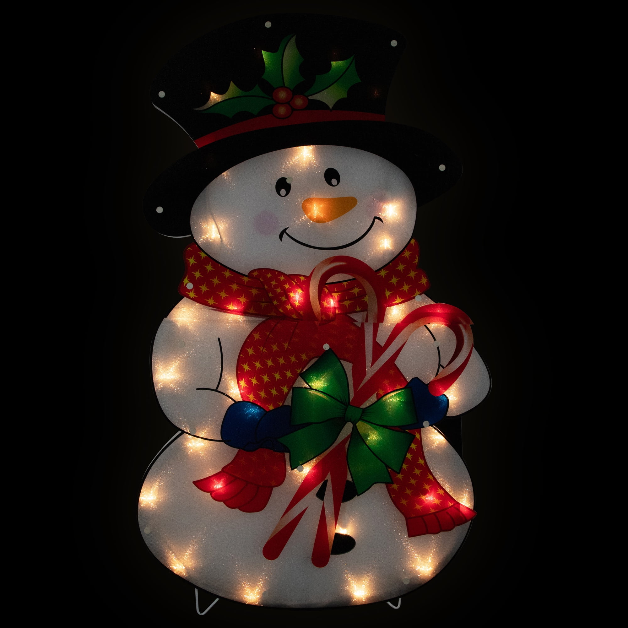 Northlight 30.5" Lighted Snowman with Candy Canes Christmas Outdoor ...