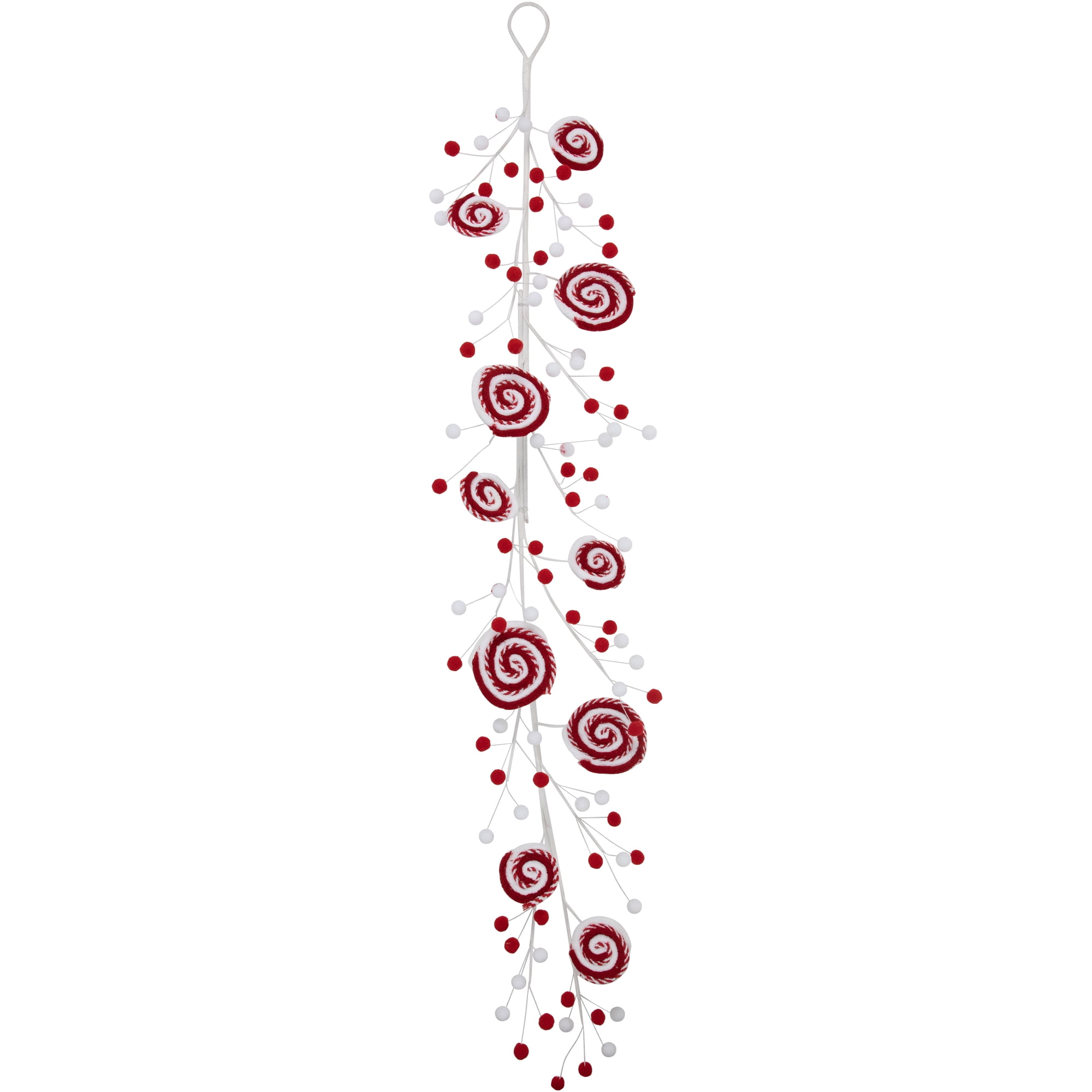 Northlight 30" Candy Cane Swirls and Pom Poms Christmas Garland ...
