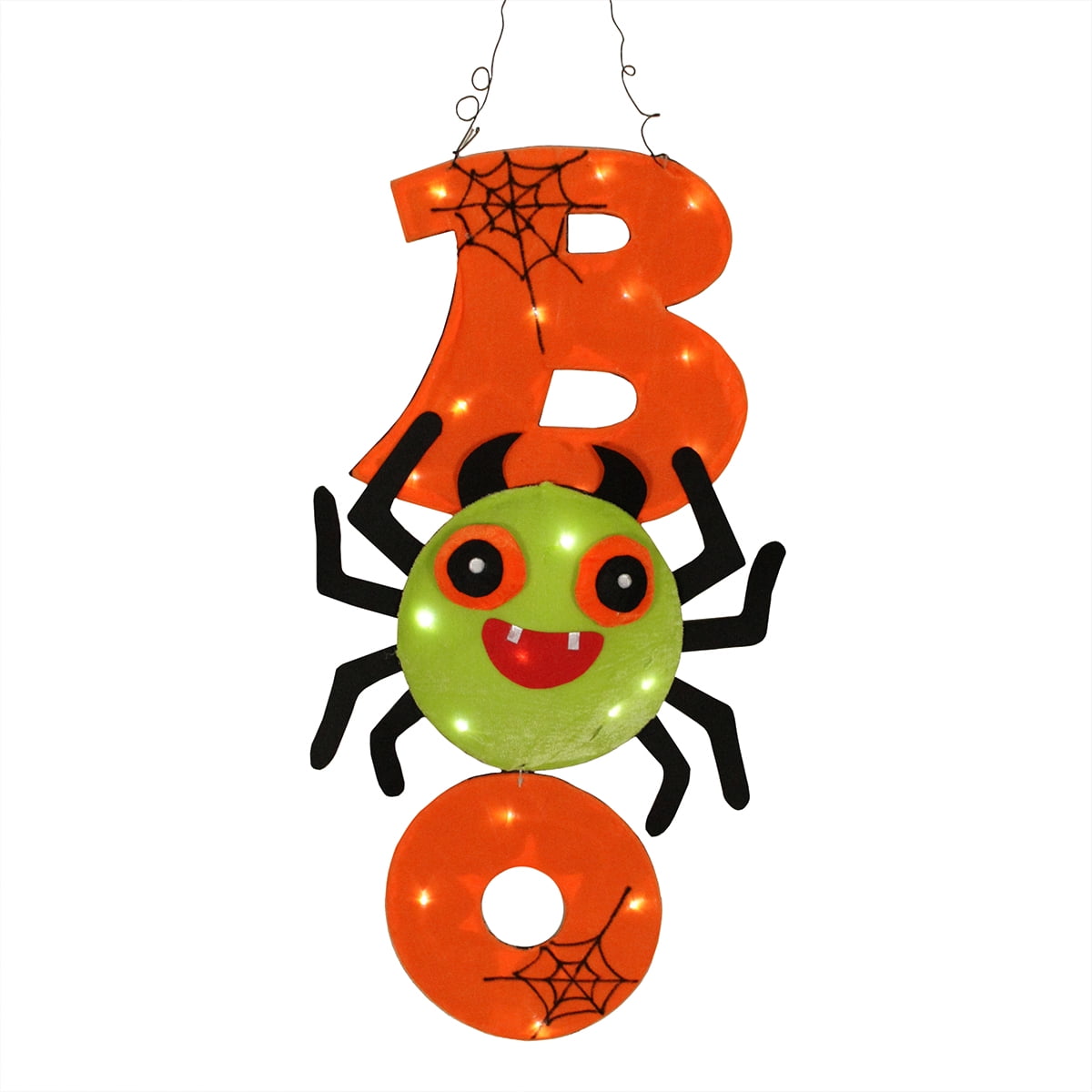 Northlight 30" Orange and Lime Green LED Lighted BOO Creepy Spider ...