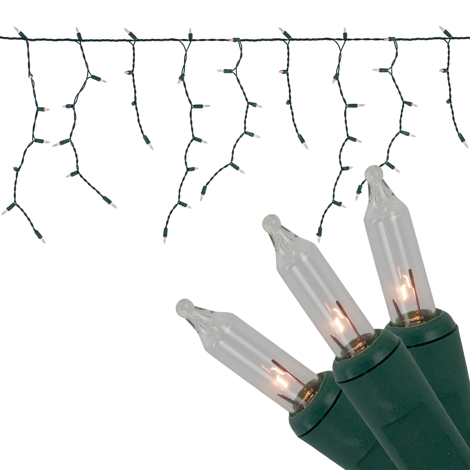 Northlight Mini Icicle Christmas Lights - Clear - 9' Green Wire - 300ct ...