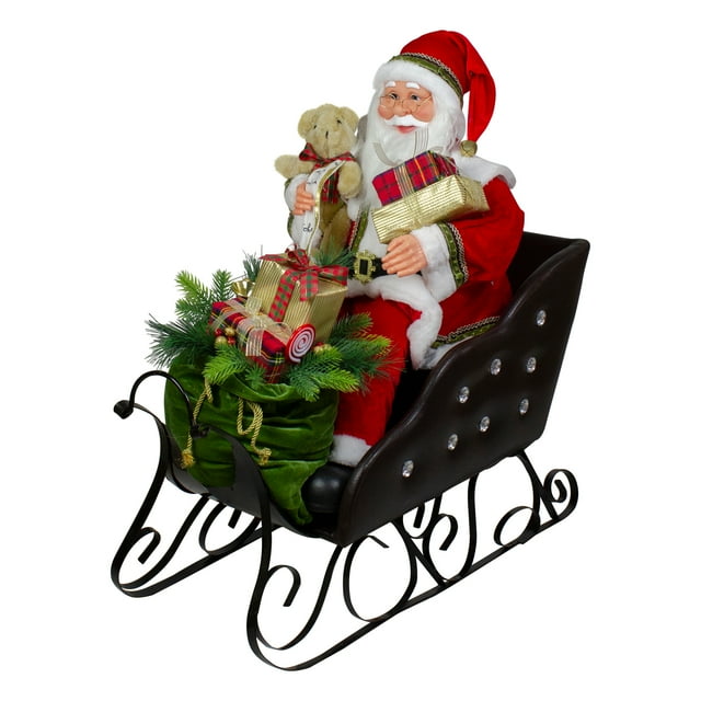 Northlight 32" Red Traditional Jolly Santa Claus in Jewel Sleigh ...